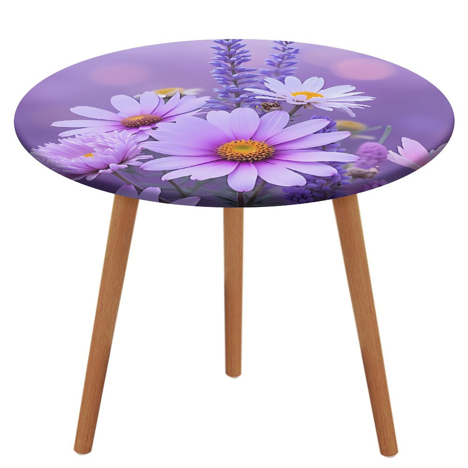Colorful Flowers Pattern Round Tablecloth Waterproof Elastic Table ...