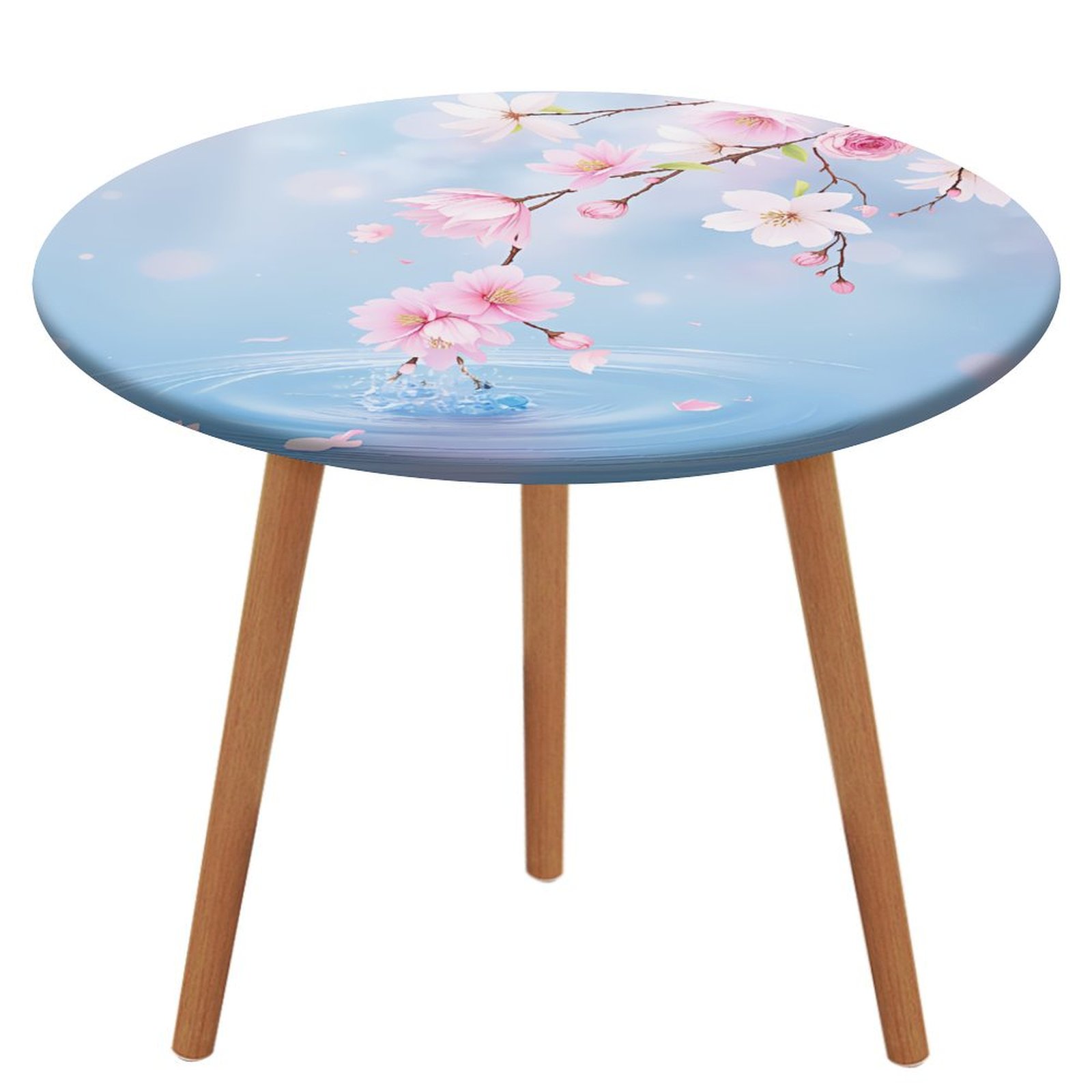 Colorful Flowers Pattern Round Tablecloth Waterproof Elastic Table ...
