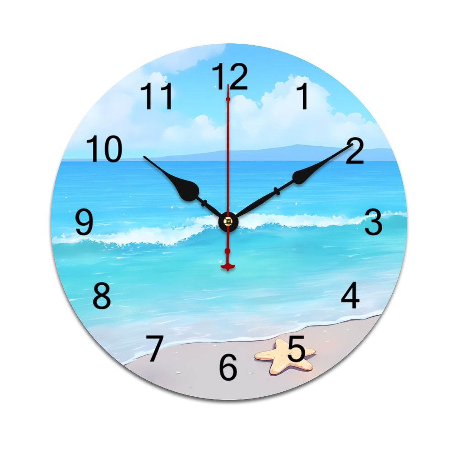 Colorful Flowers Printed Silent Wall Clock Round Kitchen Clock Chic ...
