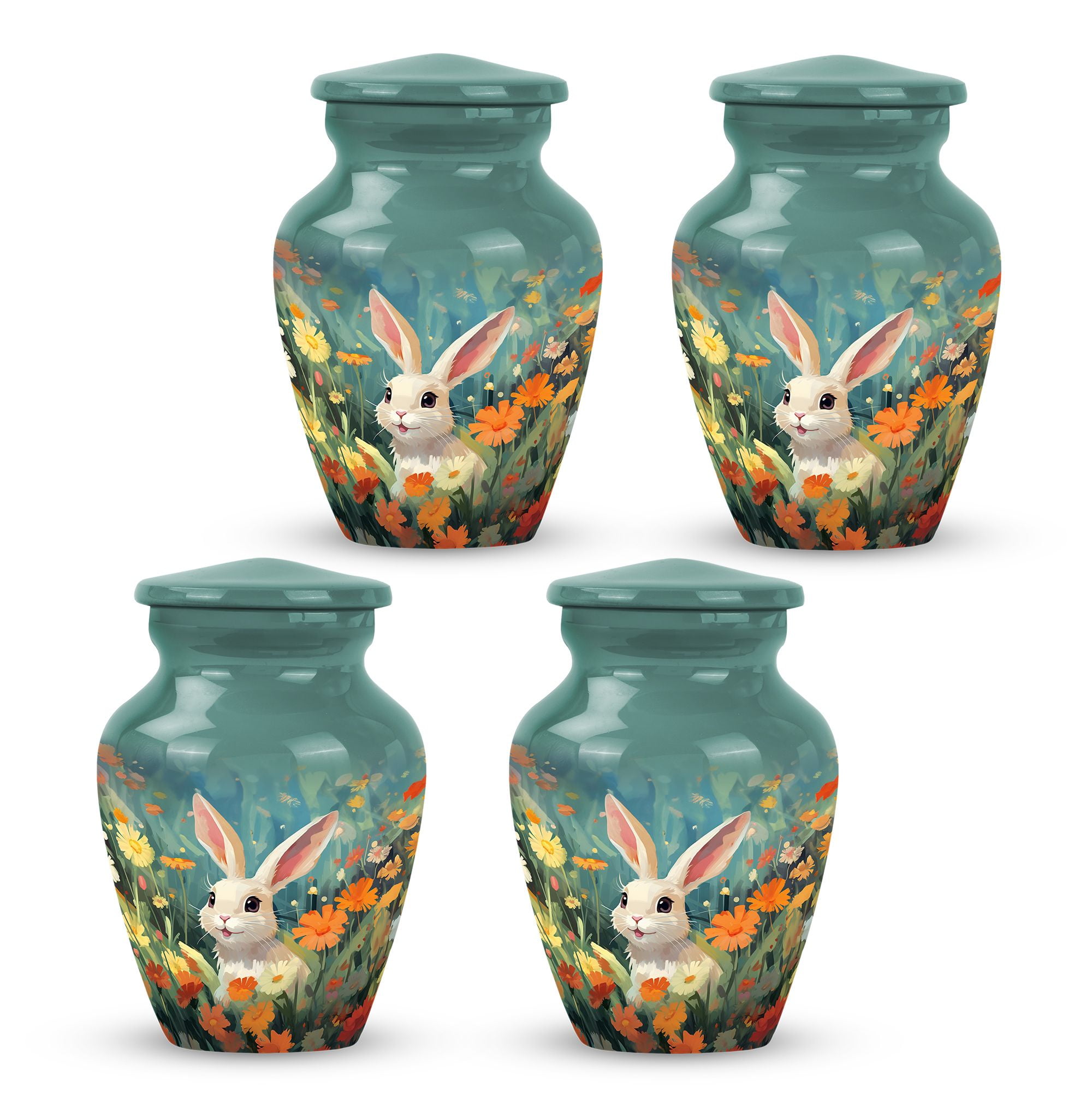 Colorful Flowers Rabbit Funeral Urns For Human Ashes Adult - Keepsake ...