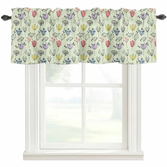 Colorful Flowers Rod Pocket Curtain Valance, Botanical Wildflowers ...