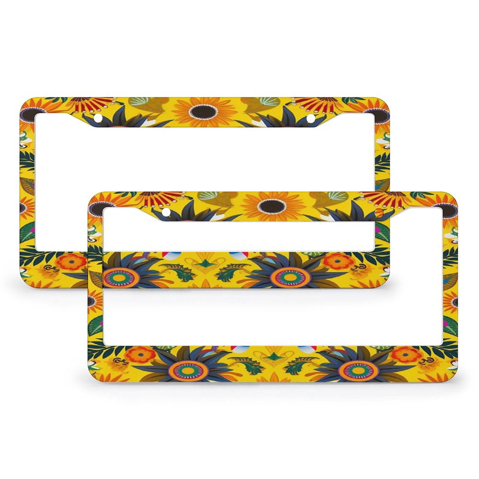 Colorful Flowers Seamless Floral Pattern 2 Pack License Plate Frame ...