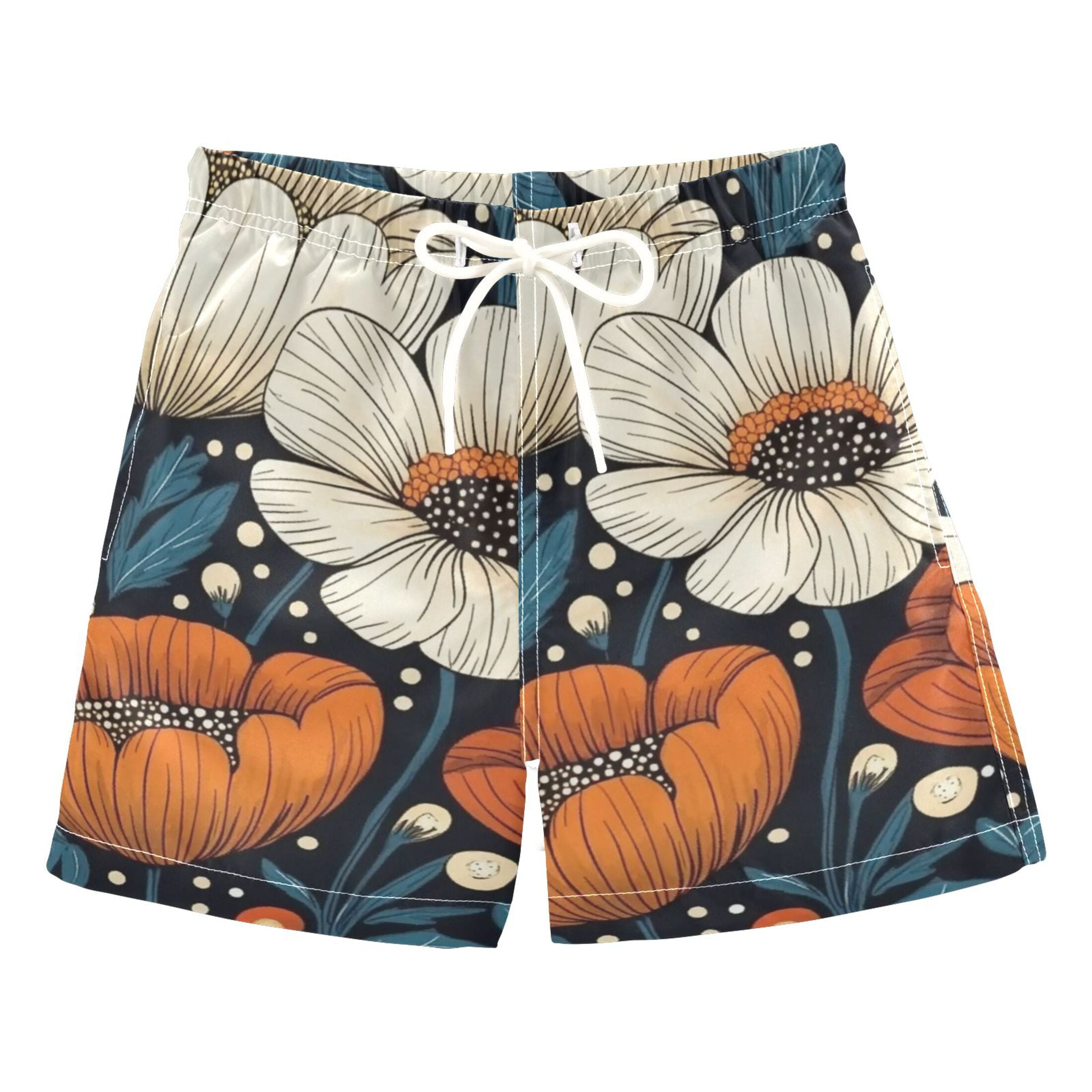 Colorful Flowers Simple Boys Swim Trunks Quick Dry Boy Swim Shorts for ...