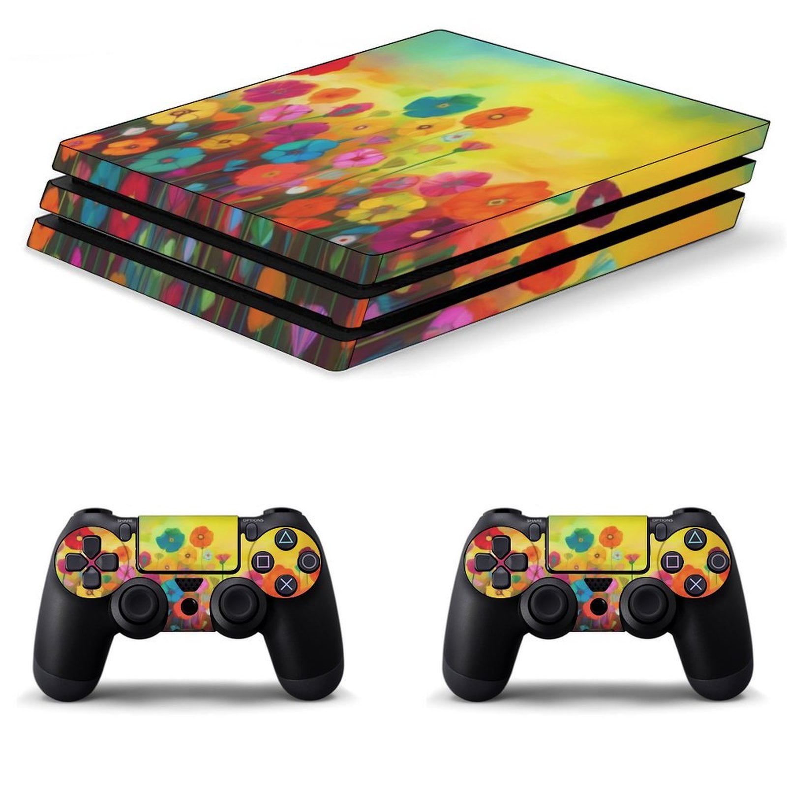 Colorful Flowers Spring PS4/PS4 Pro/PS4 Slim Skin Sticker For Console And Controller Skins ...
