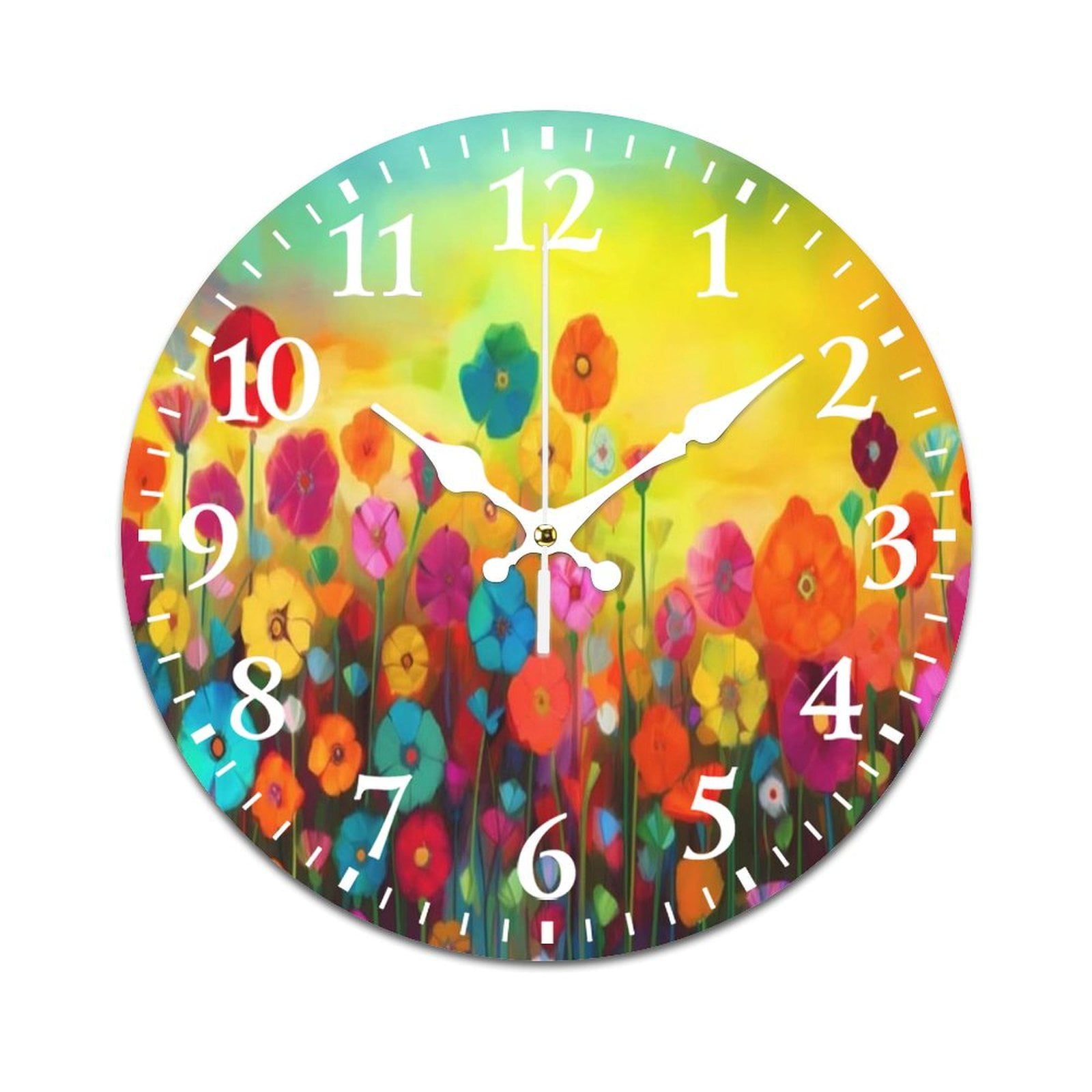 Colorful Flowers Spring Wall Clock Modern Design Clocks Wall Hanging ...