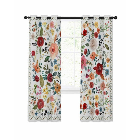 Colorful Flowers Square Blackout Curtains for Bedroom Living Room ...