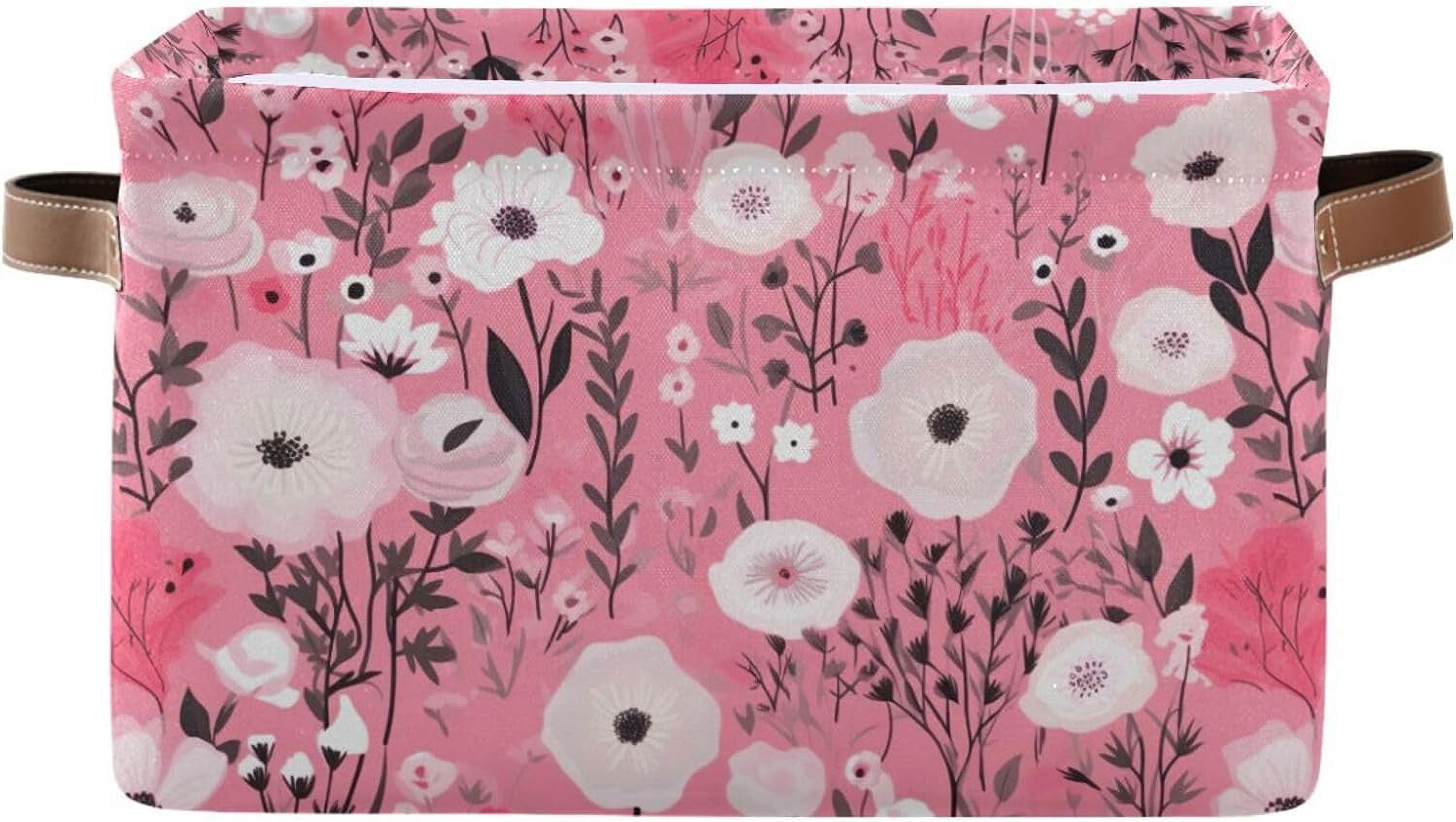 Colorful Flowers Storage Basket with Handles Collapsible Storage Bins ...