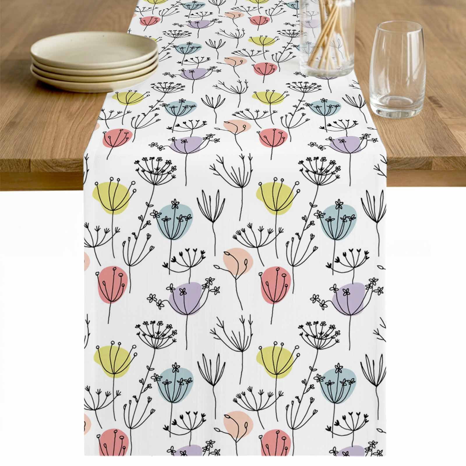 Colorful Flowers Table Runner 48 Inches Long Farmhouse Dress Scarves ...