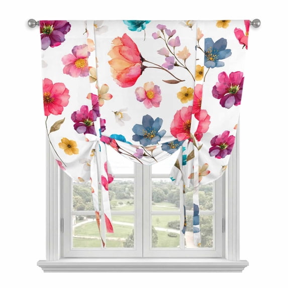 Colorful Flowers Tie Up Curtains for Window, Thermal Insulated Balloon ...