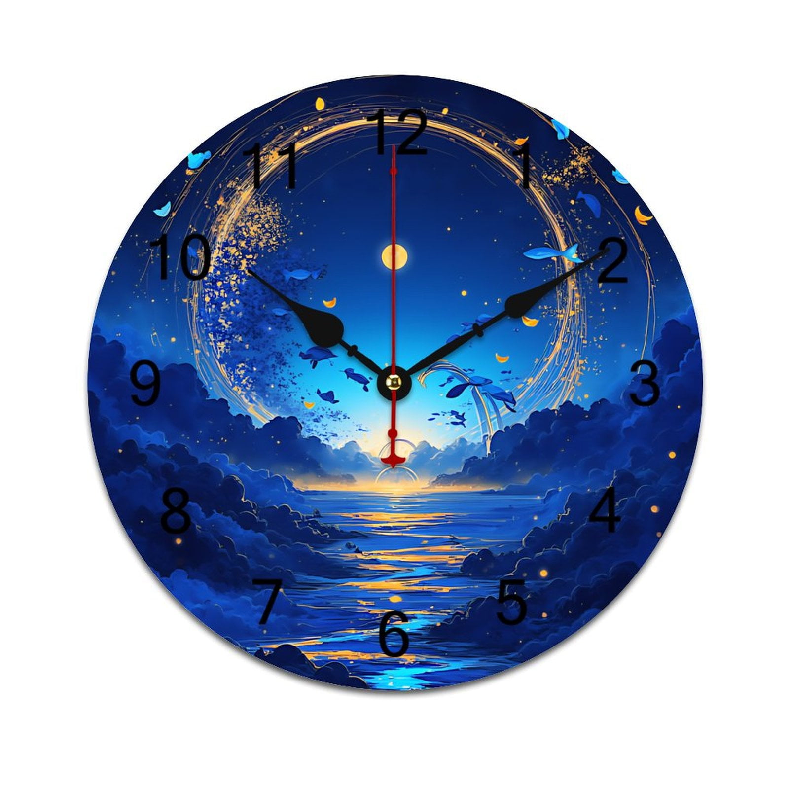Colorful Flowers Time Decorative Wall Clocks Round Large Wall Watch ...