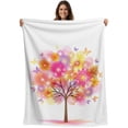 Colorful Flowers Tree Blanket Soft Cozy Warm Twin Blanket for Bed ...