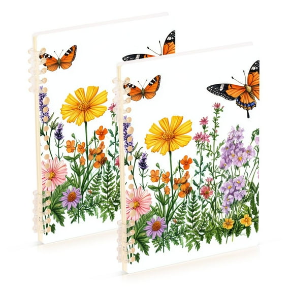Colorful Flowers Two Butterflies Notebook Detachable Coil Notebook ...