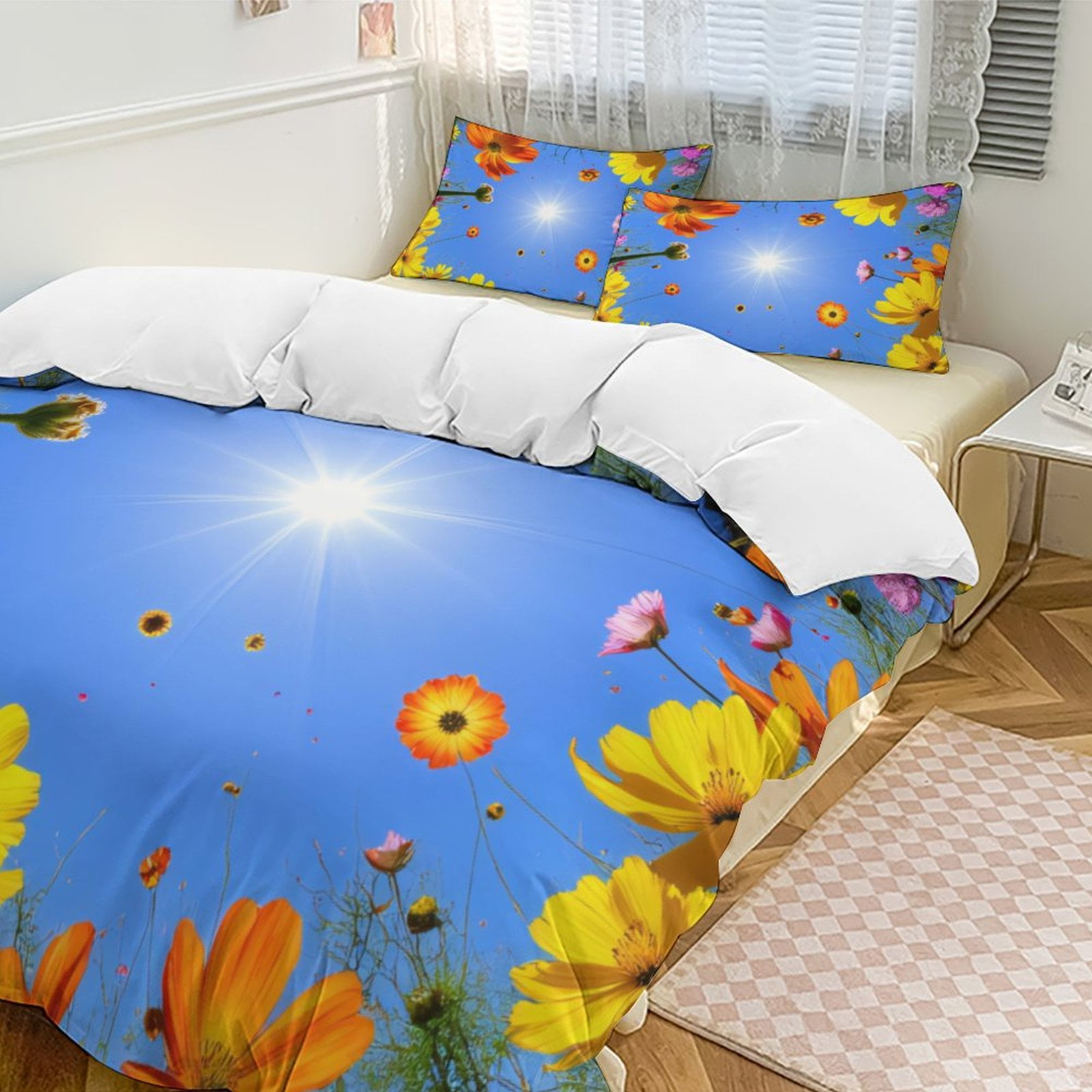 Colorful Flowers Under Bright Sun Bedding Set Couple Bedclothes ...