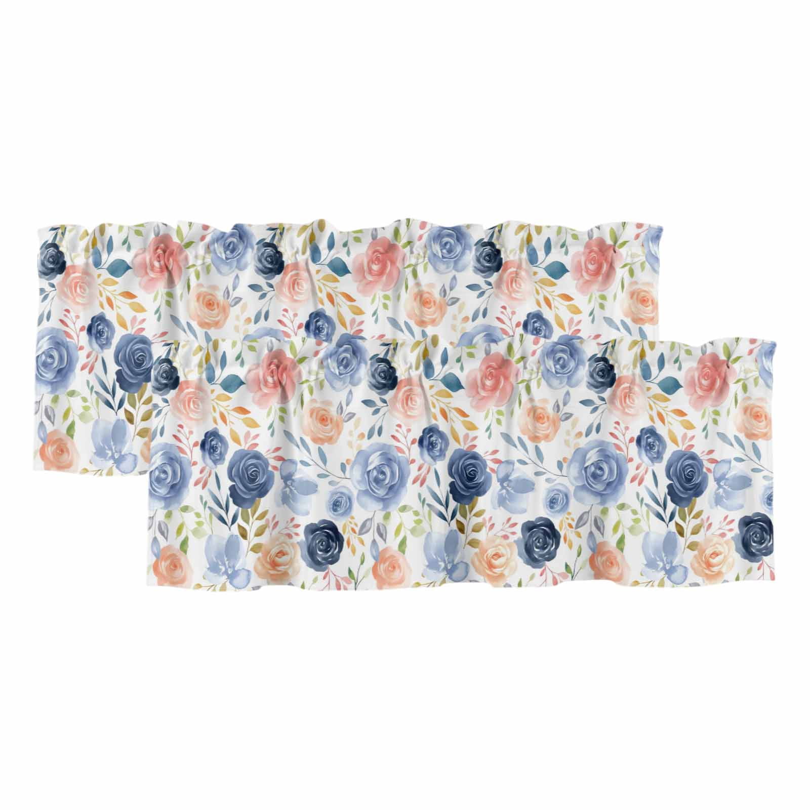 Colorful Flowers Valances for Windows, Decorative Rod Pocket Window ...