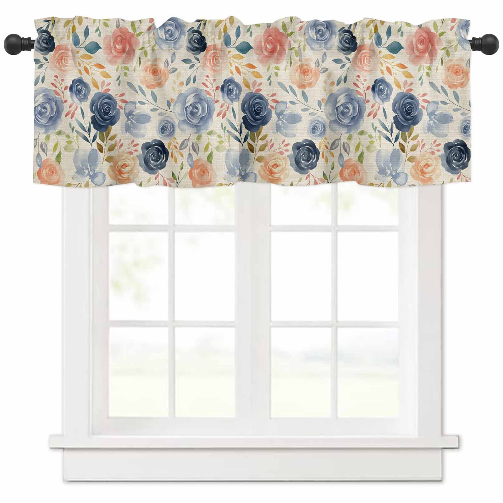 Colorful Flowers Valances for Windows Farmhouse Kitchen Curtains ...