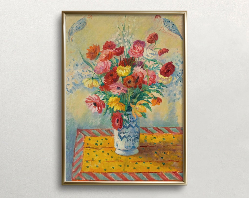 Colorful Flowers Vintage Wall Art Eclectic Maximalist Flowers Wall Art ...