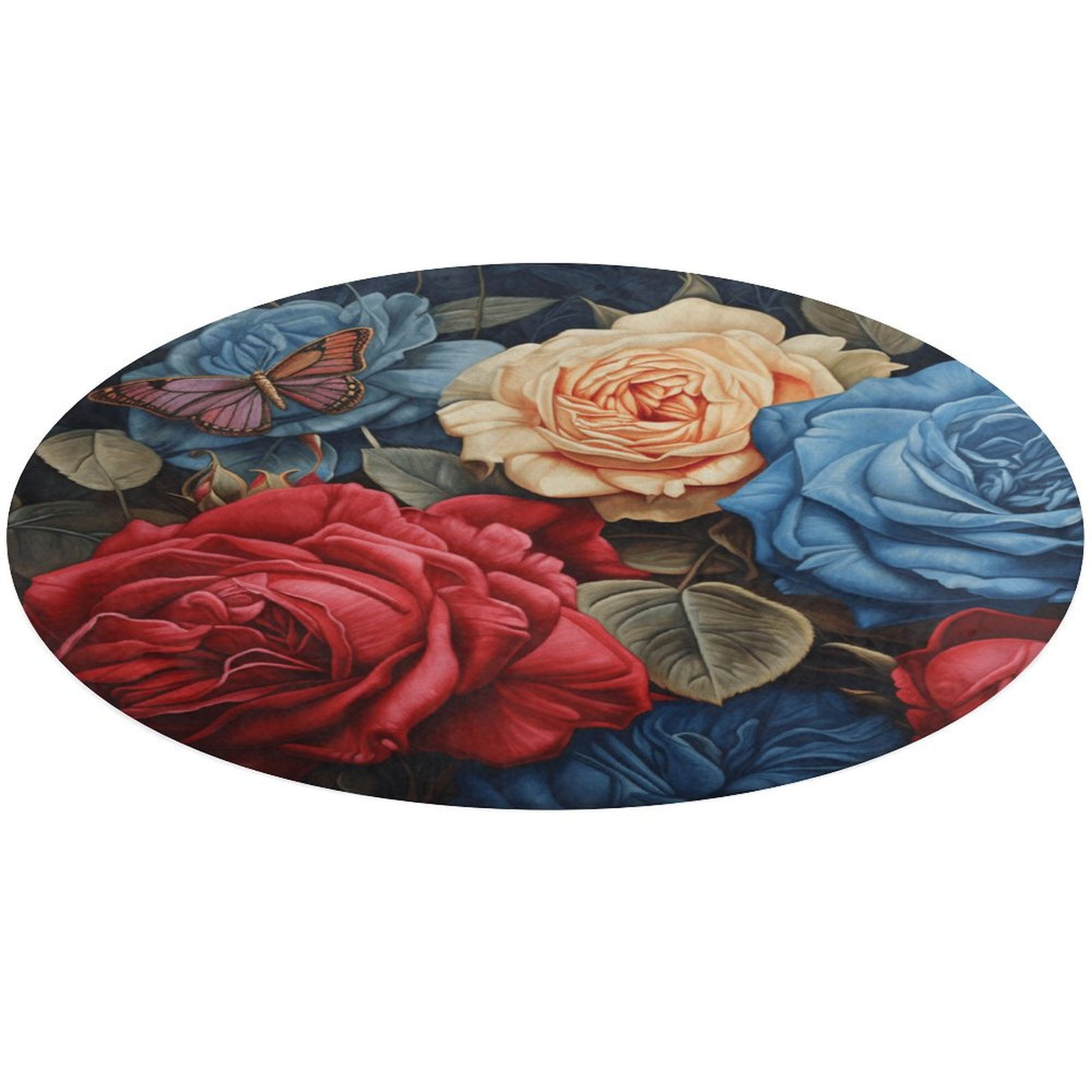 Colorful Flowers Washable Round Rug -Circle Area Rugs for Nursery ...