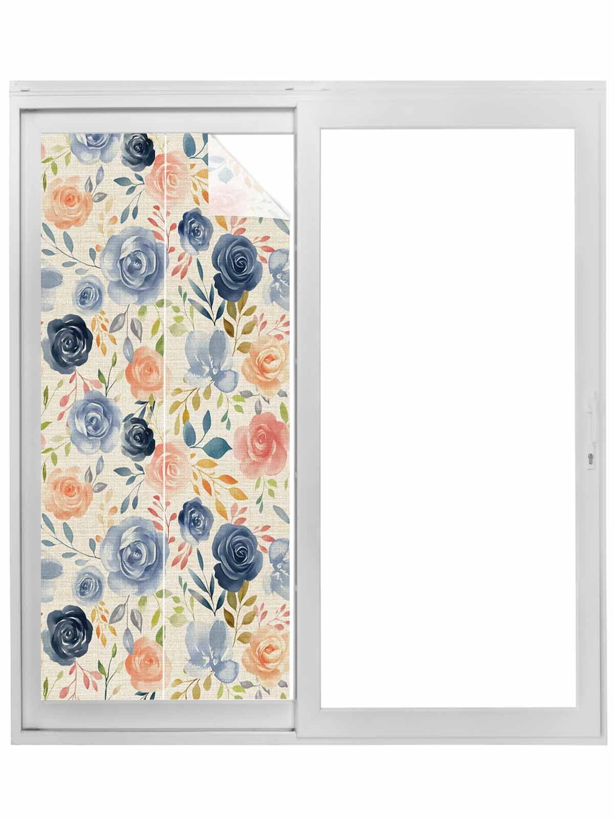 Colorful Flowers Window Privacy Film Stained Glass Window Film ...