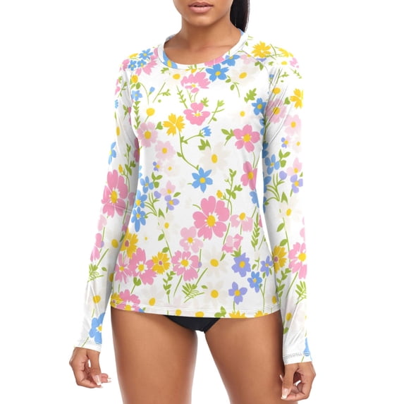 Colorful Flowers Women's Rash Guard Shirts UPF 50+ Sun Protection ...