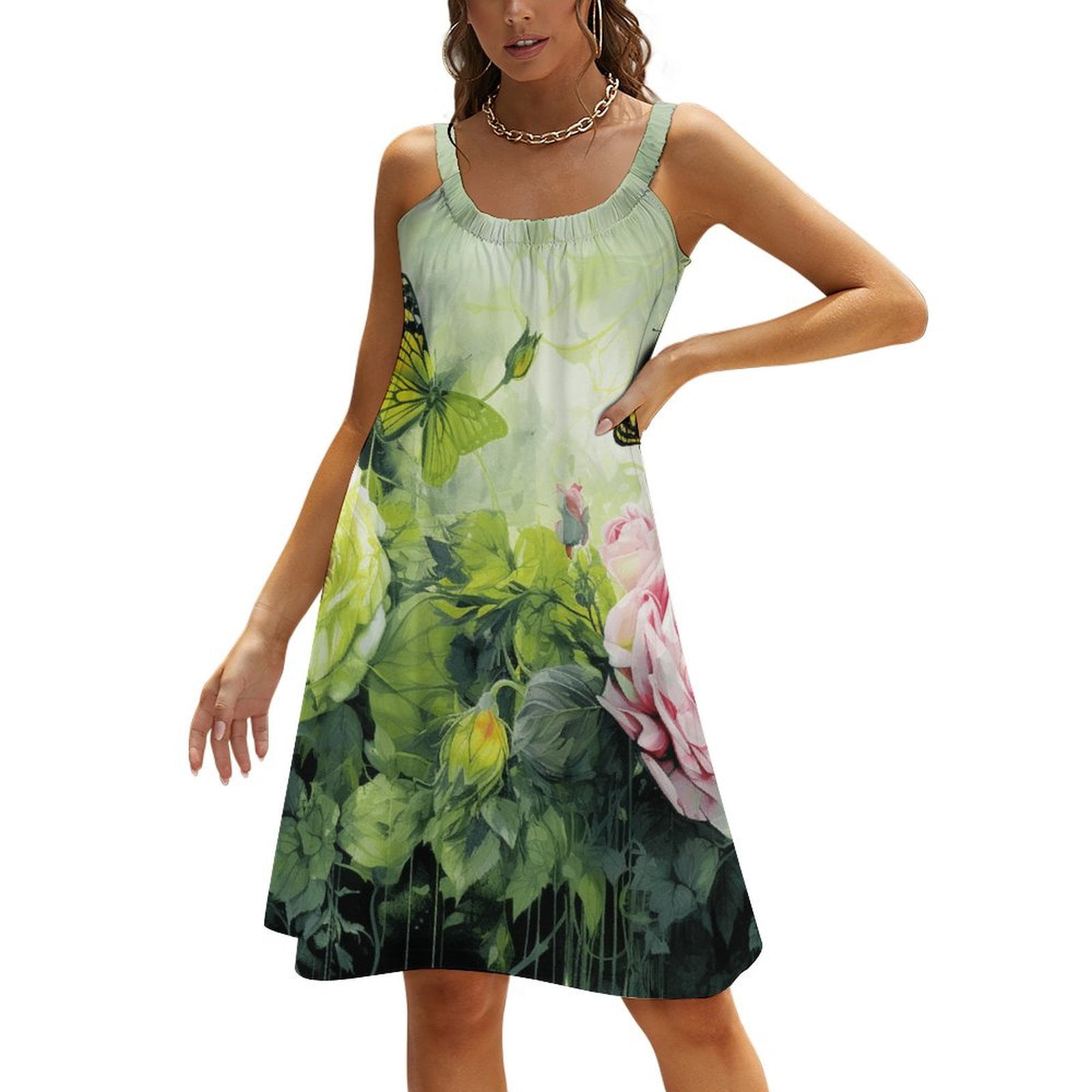 Colorful Flowers Women's Summer Dresses 2025 Beach Casual Sleeveless ...