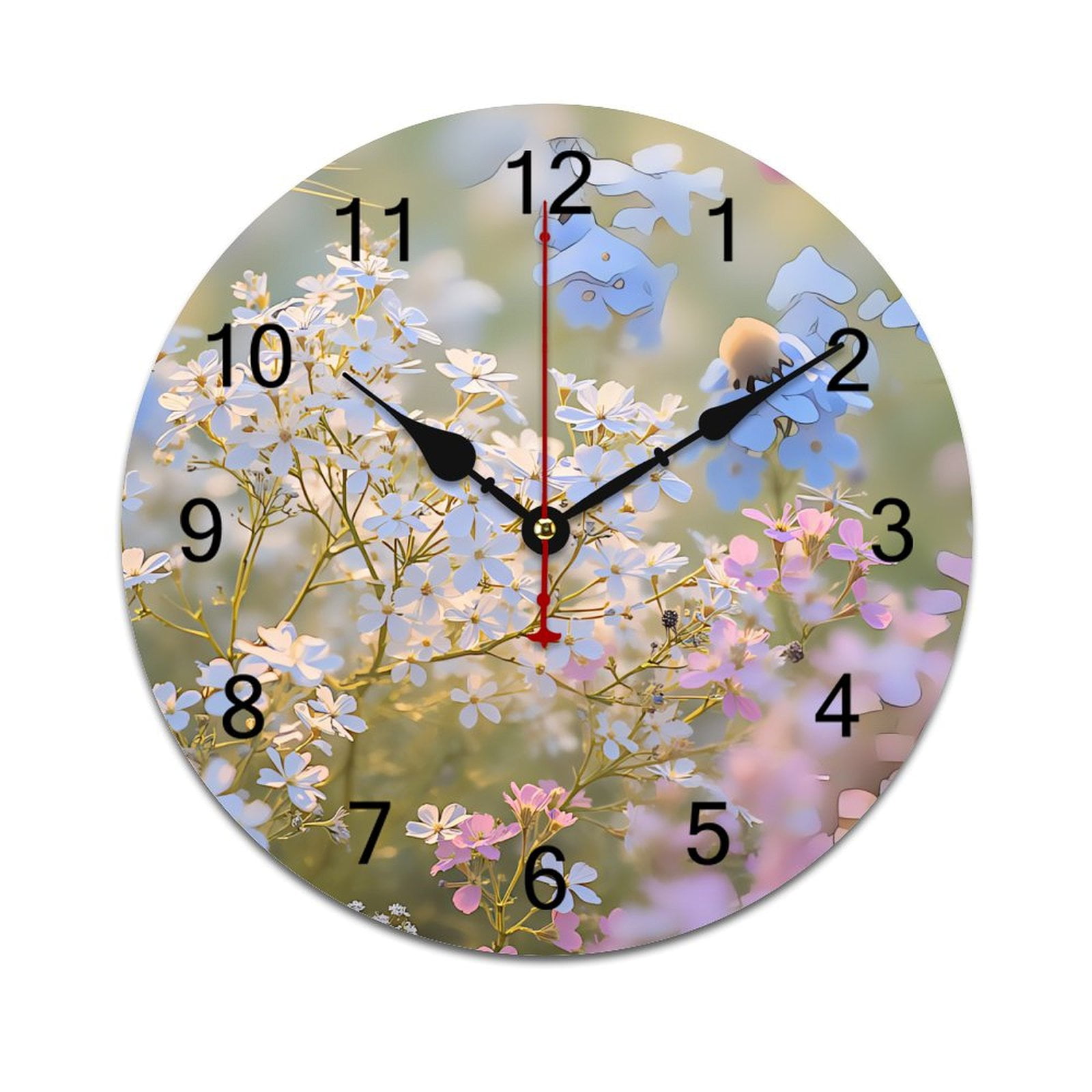 Colorful Flowers Word Saying Big Wall Clock Home Decor Art Watch Living ...