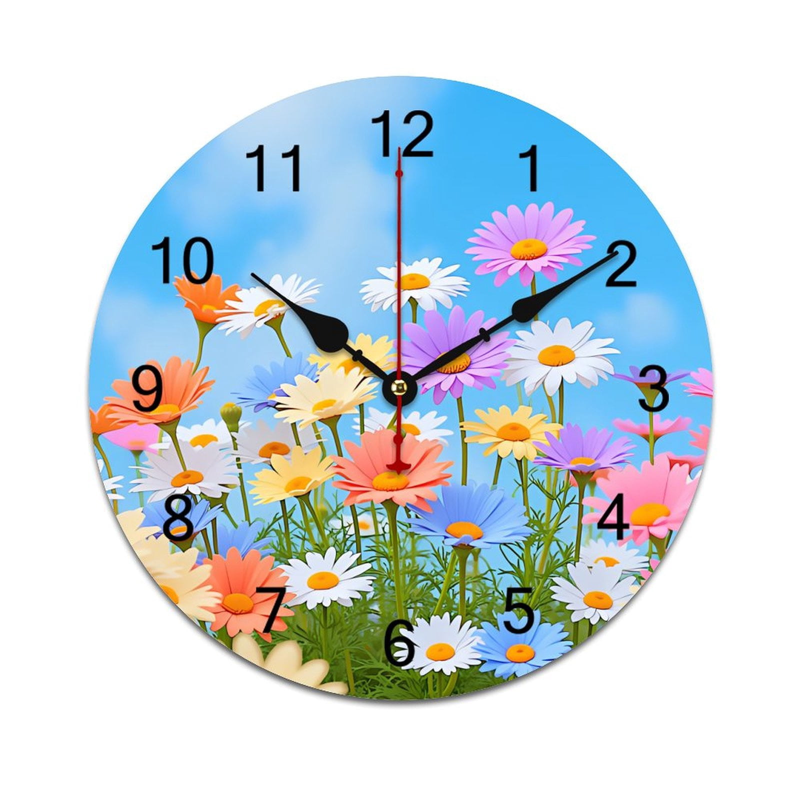 Colorful Flowers Word Saying Big Wall Clock Home Decor Art Watch Living ...