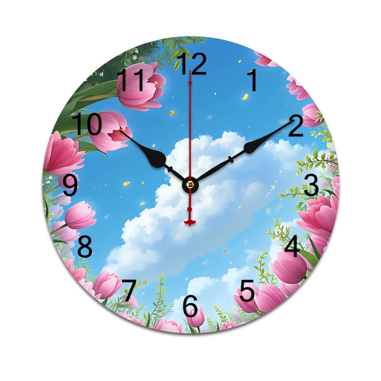 Colorful Flowers Word Saying Big Wall Clock Home Decor Art Watch Living ...