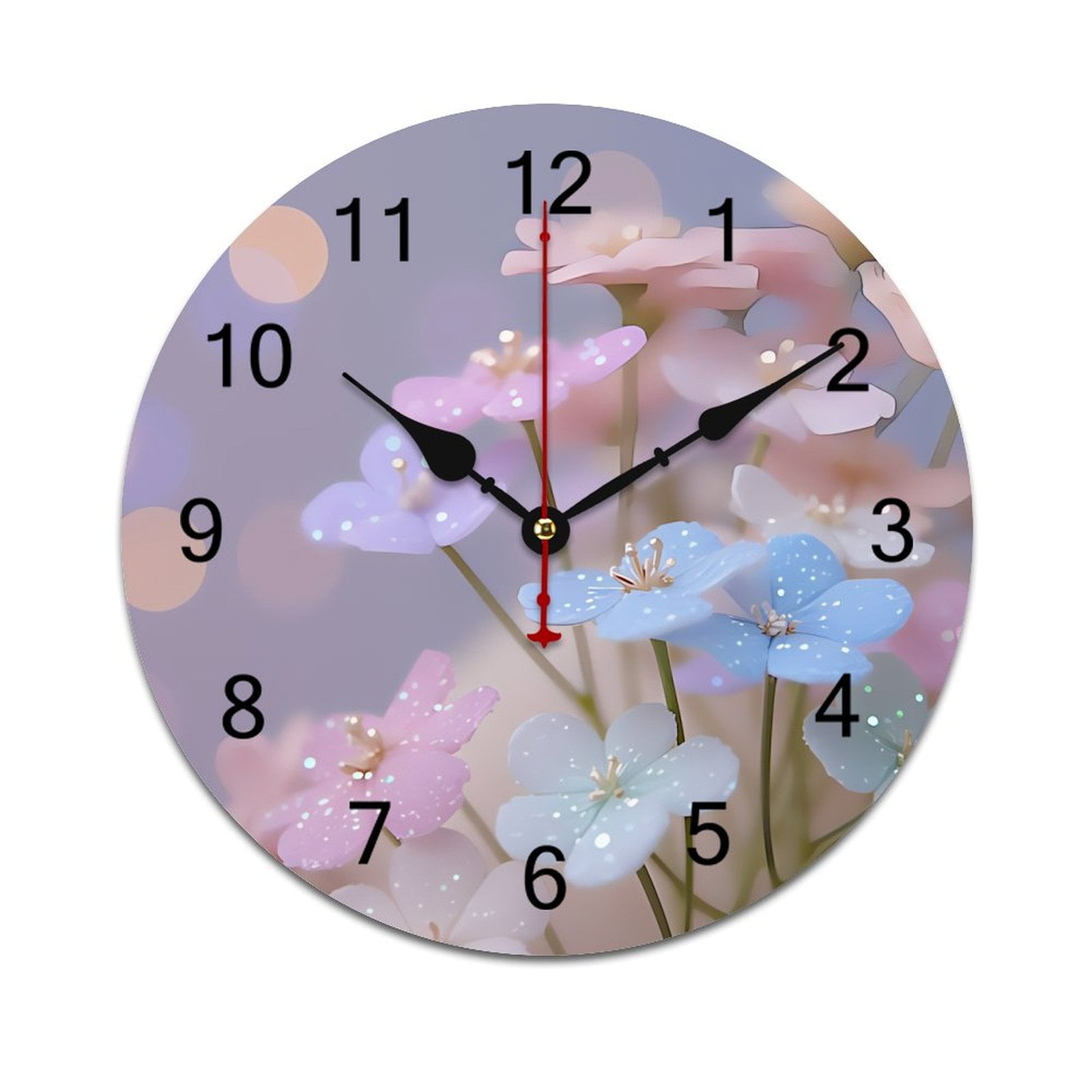 Colorful Flowers Word Saying Big Wall Clock Home Decor Art Watch Living ...