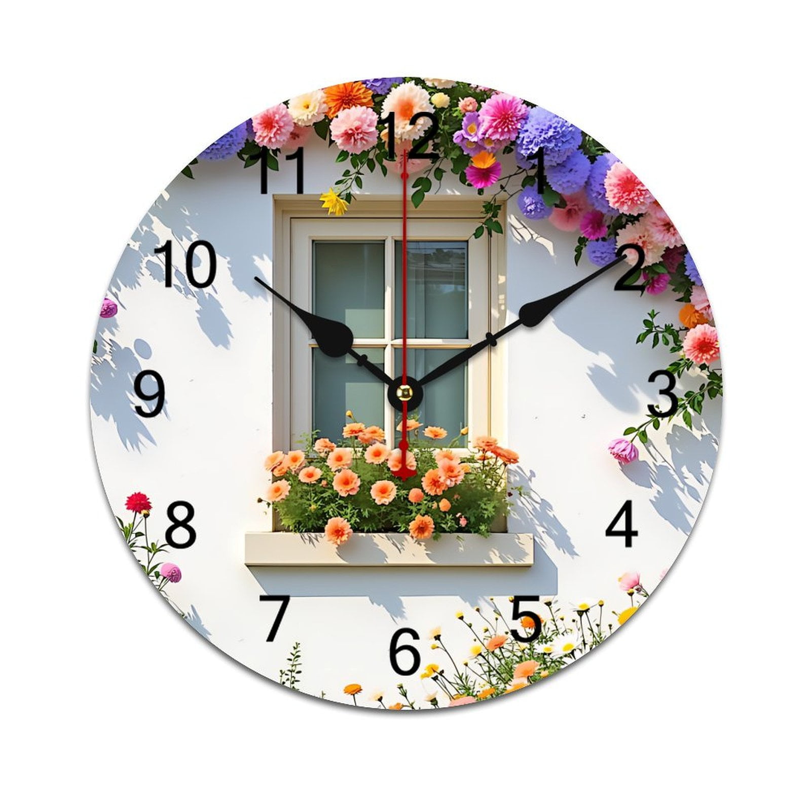 Colorful Flowers Word Saying Big Wall Clock Home Decor Art Watch Living ...