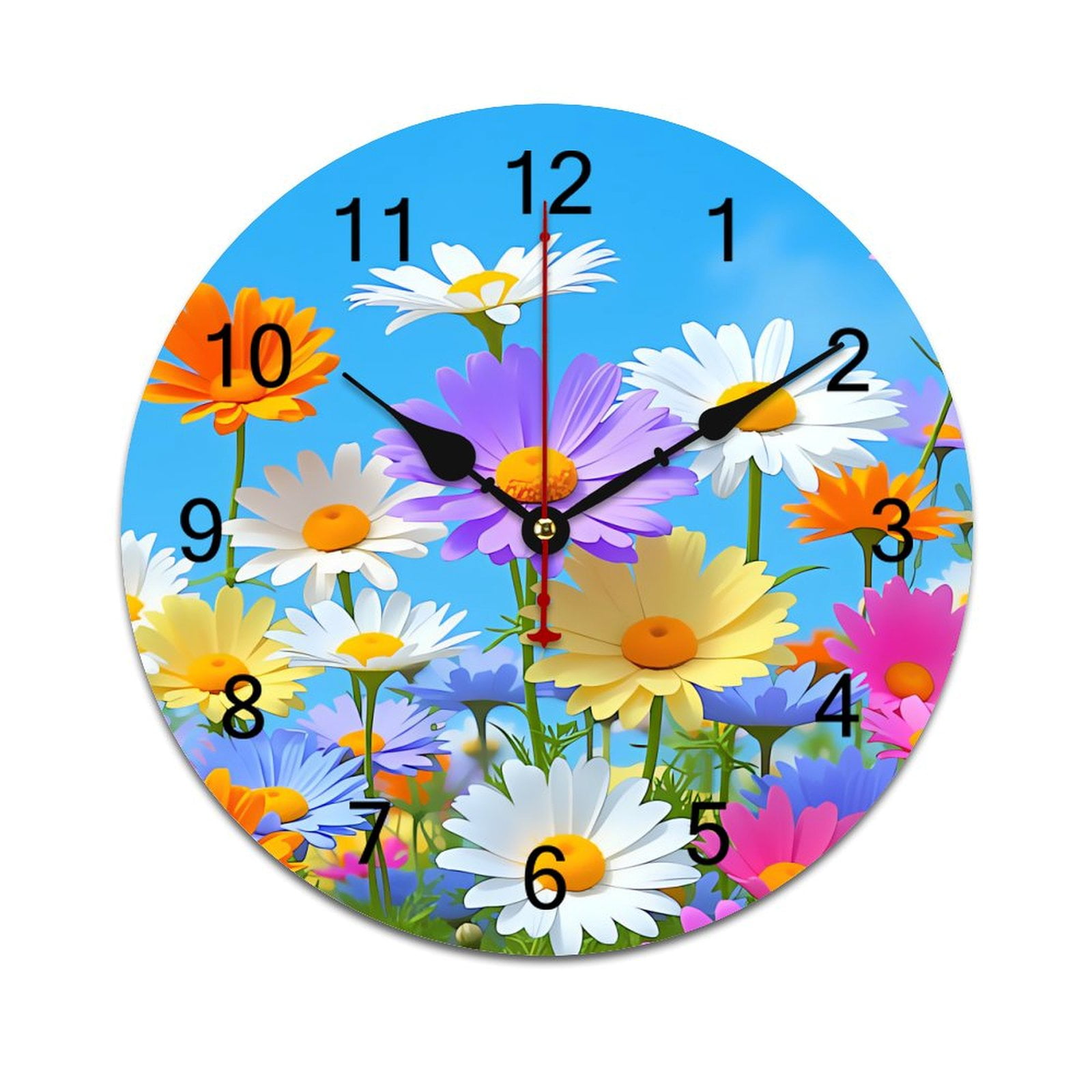 Colorful Flowers Word Saying Big Wall Clock Home Decor Art Watch Living ...