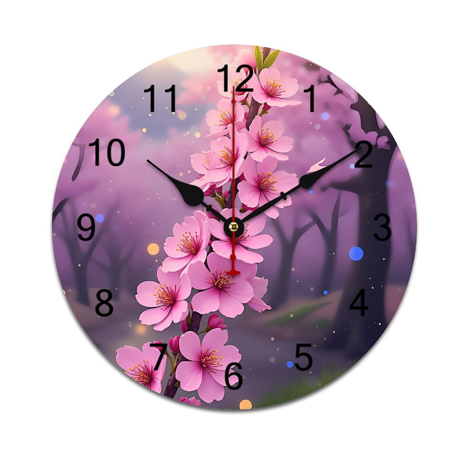 Colorful Flowers Word Saying Big Wall Clock Home Decor Art Watch Living ...
