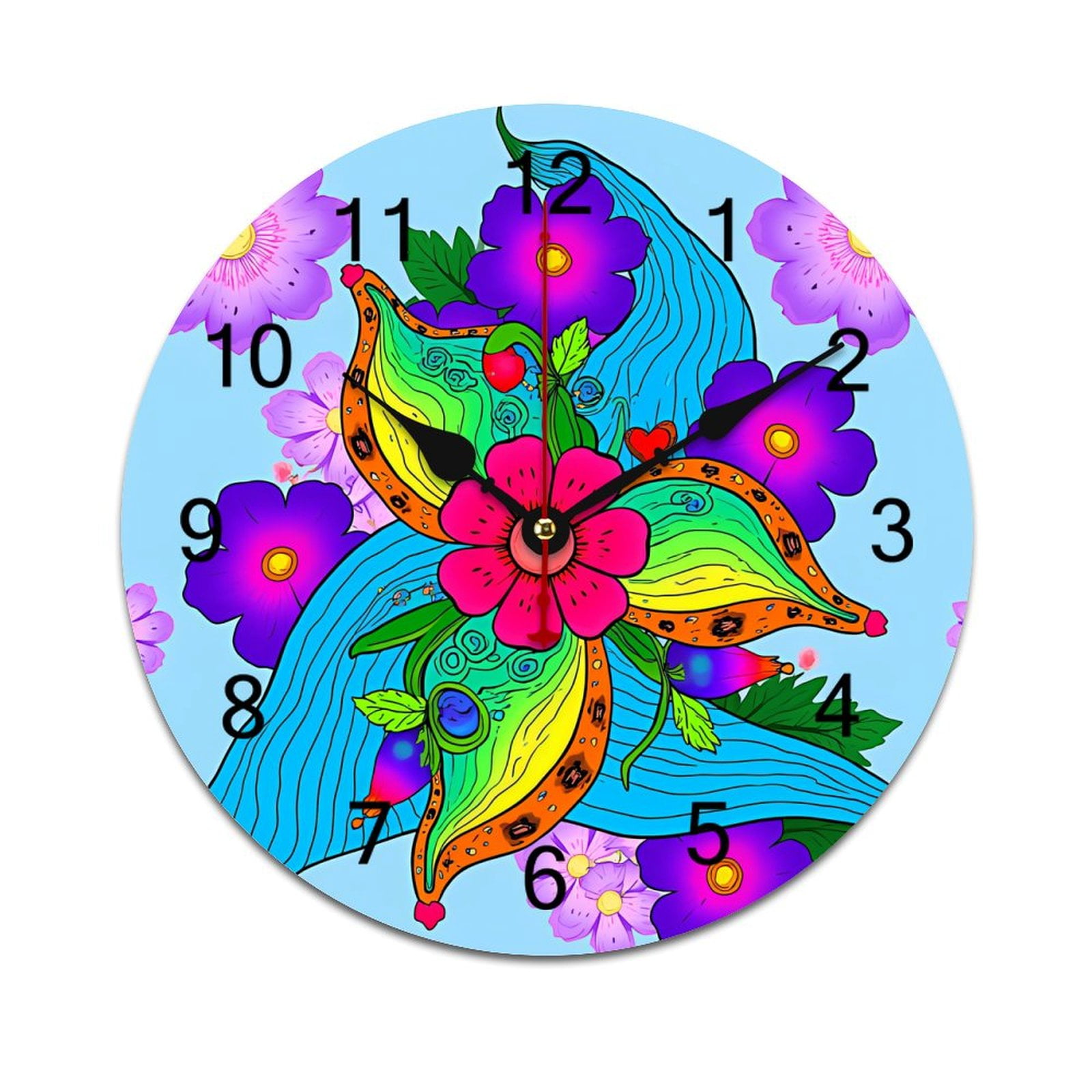 Colorful Flowers Word Saying Big Wall Clock Home Decor Art Watch Living Room Gift - Walmart.com