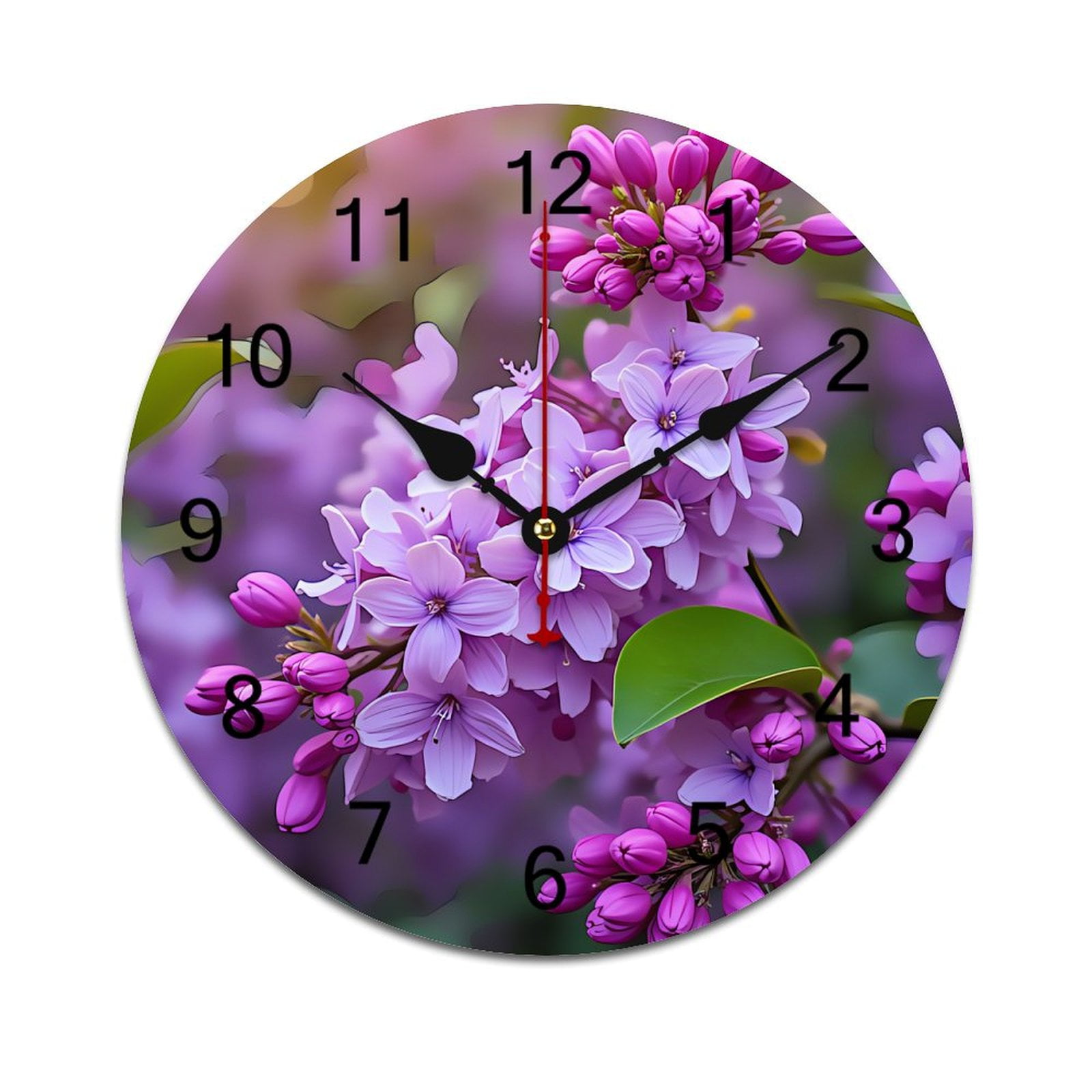 Colorful Flowers Word Saying Big Wall Clock Home Decor Art Watch Living ...