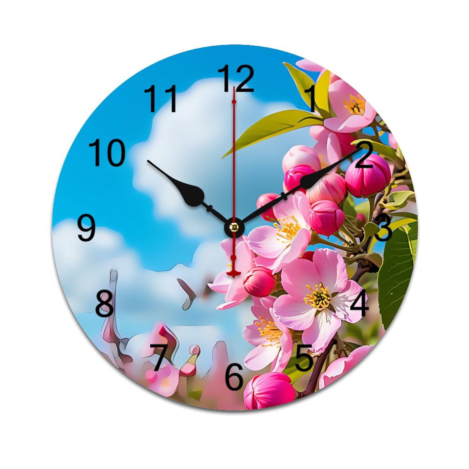 Colorful Flowers Word Saying Big Wall Clock Home Decor Art Watch Living ...