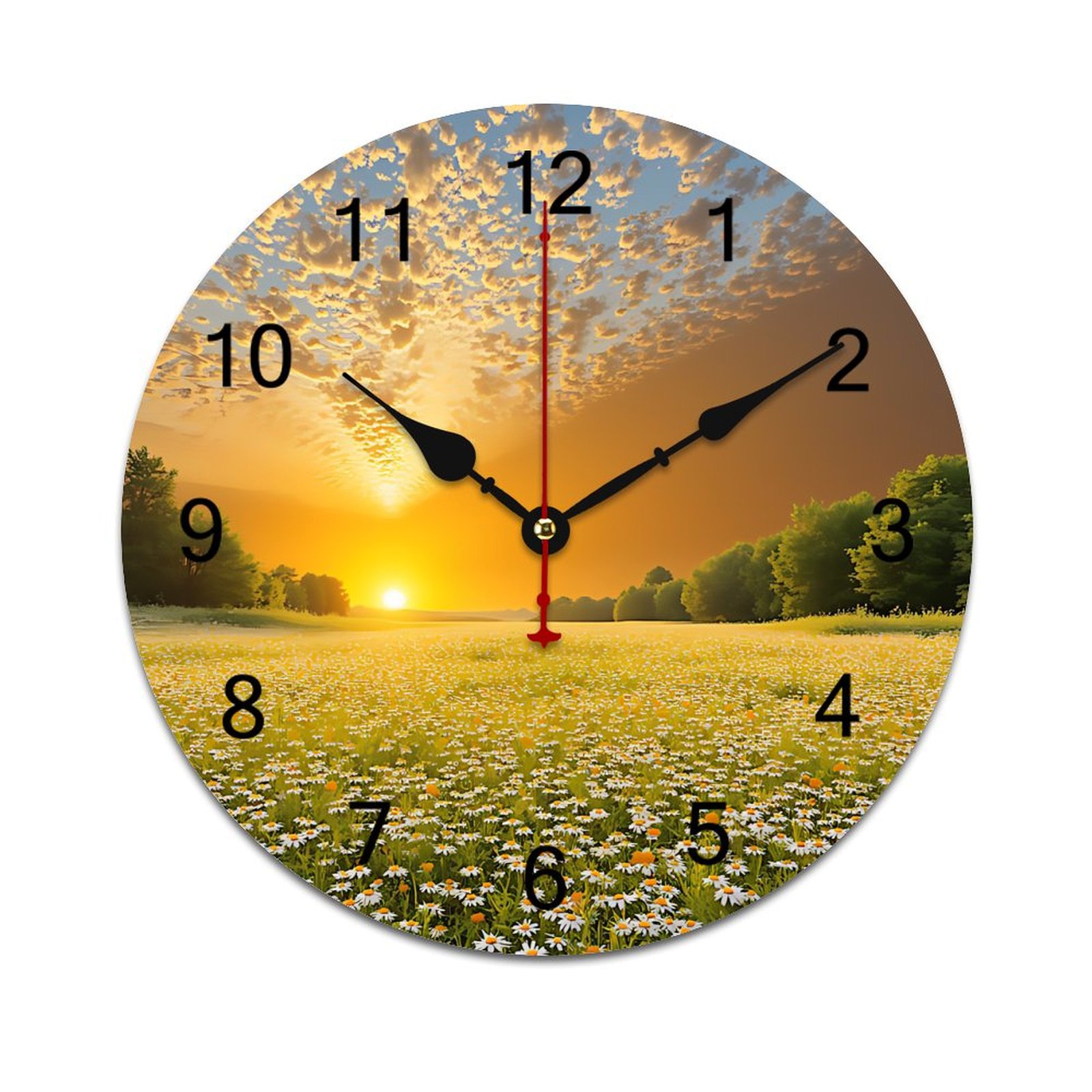 Colorful Flowers Word Saying Big Wall Clock Home Decor Art Watch Living ...