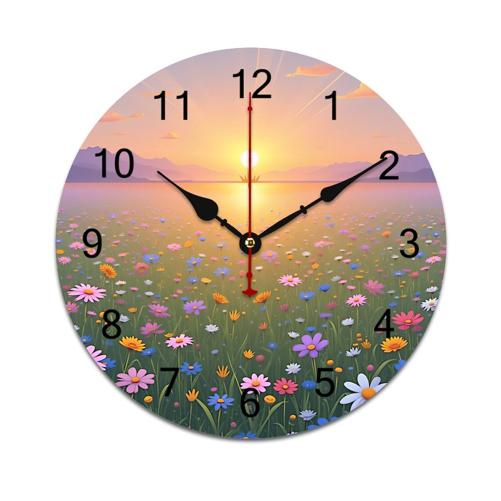 Colorful Flowers Word Saying Big Wall Clock Home Decor Art Watch Living ...