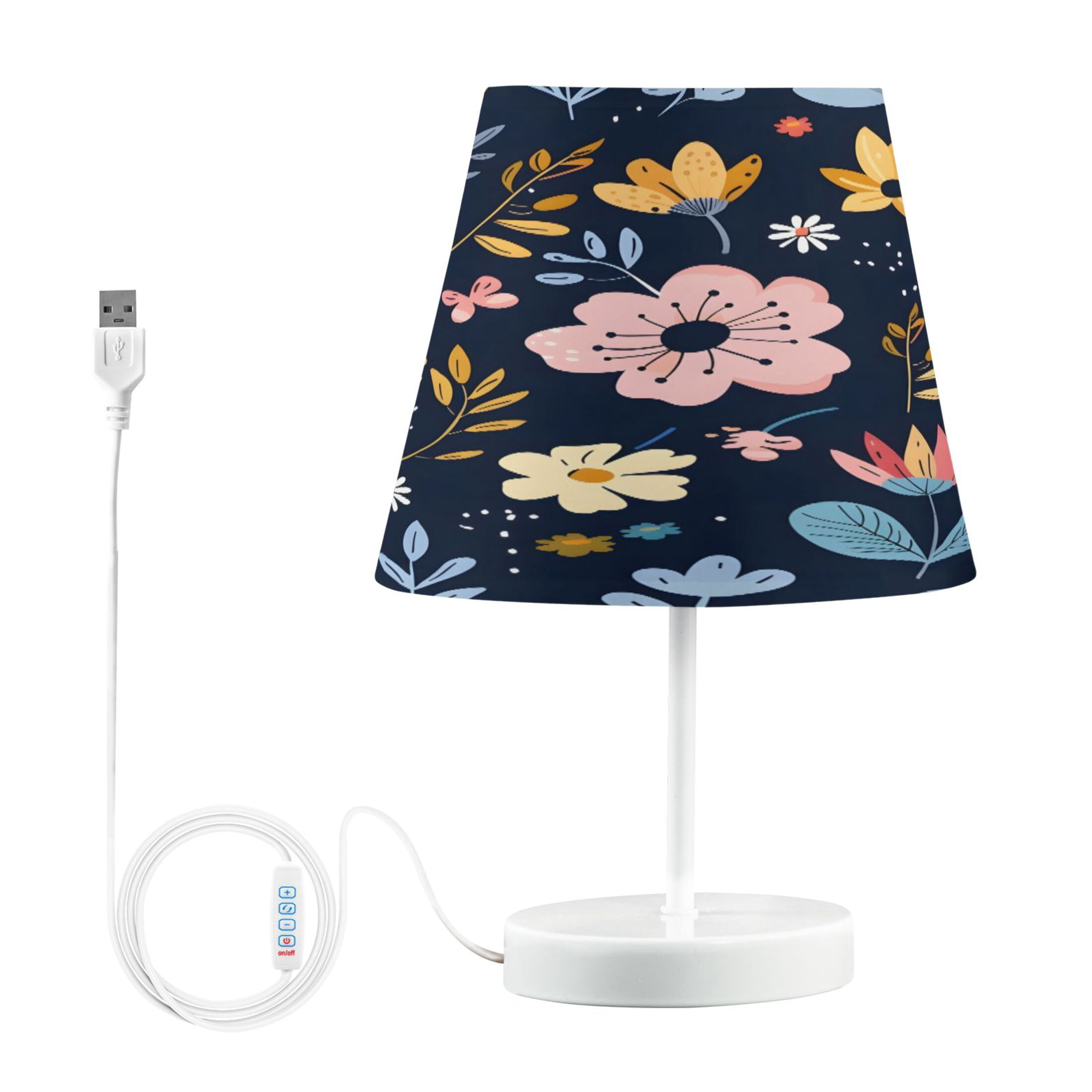 Colorful Flowers and Leaf Desk Lamp LED Table Nightstand Lamps with 3 ...