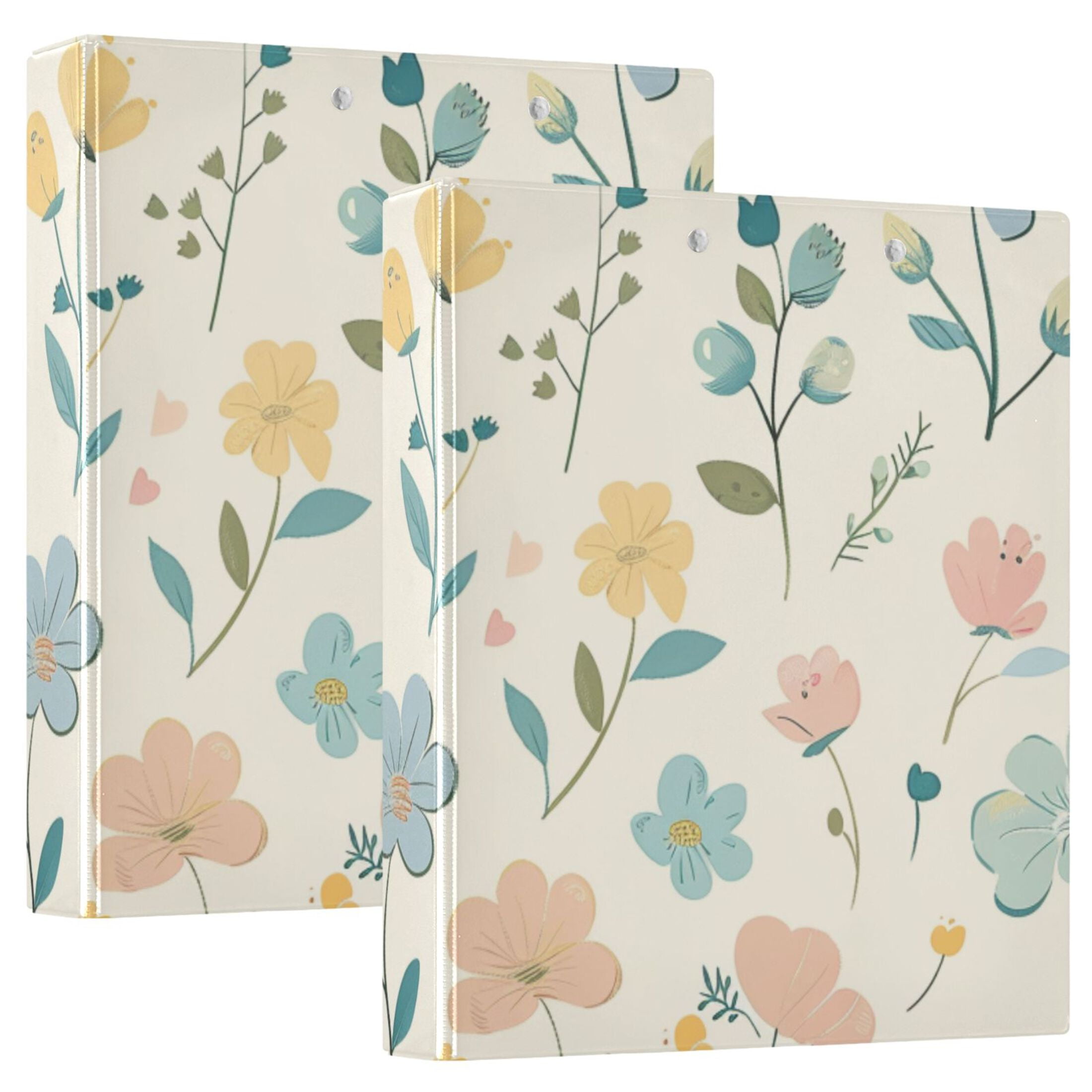 Colorful Flowers with Leaves 3 Ring Binders 1.5 inch Hardcover File ...