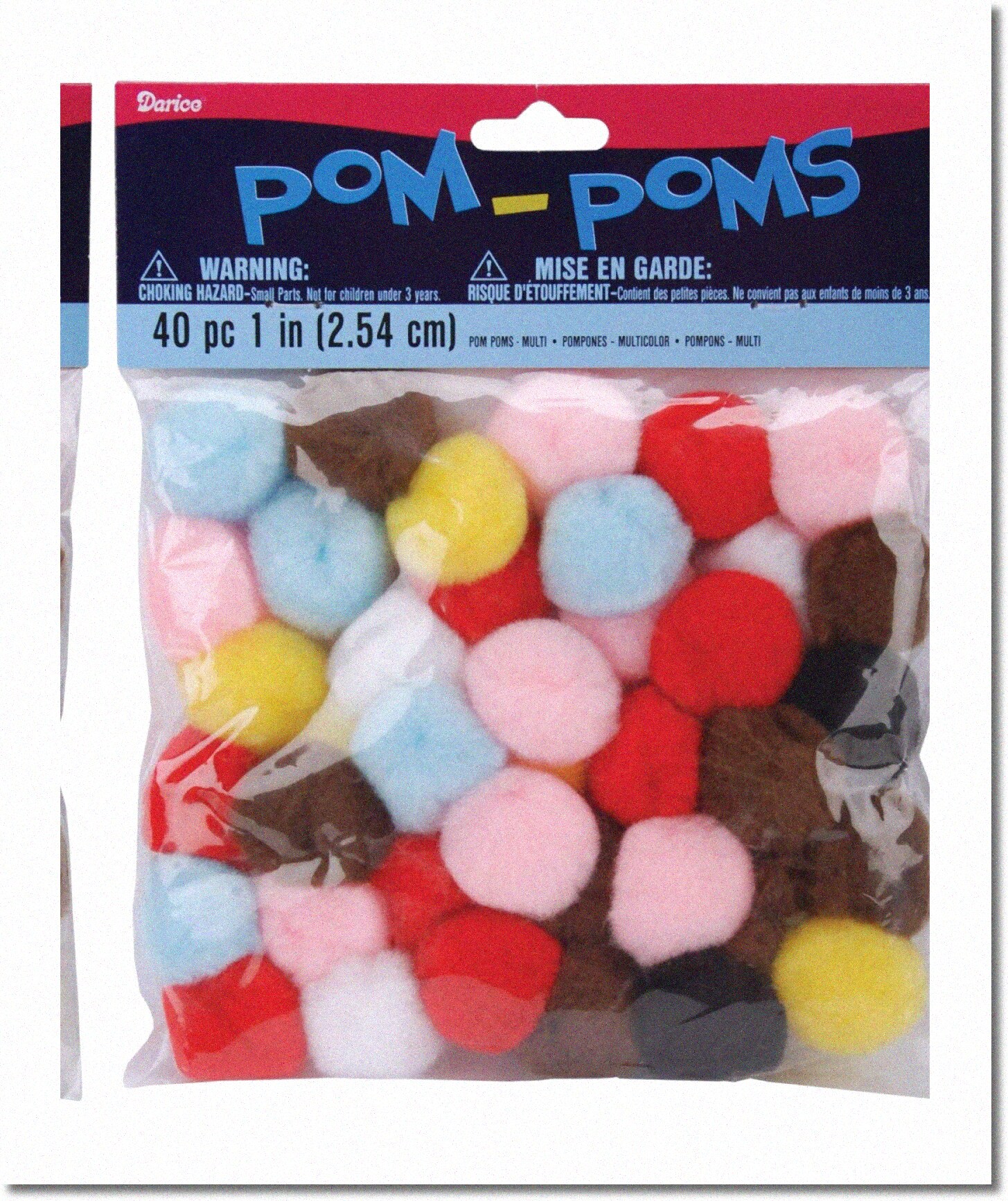 Colorful Fluffies: Vibrant 1" Pom Poms Pack - 40 Pieces in Multicolor ...