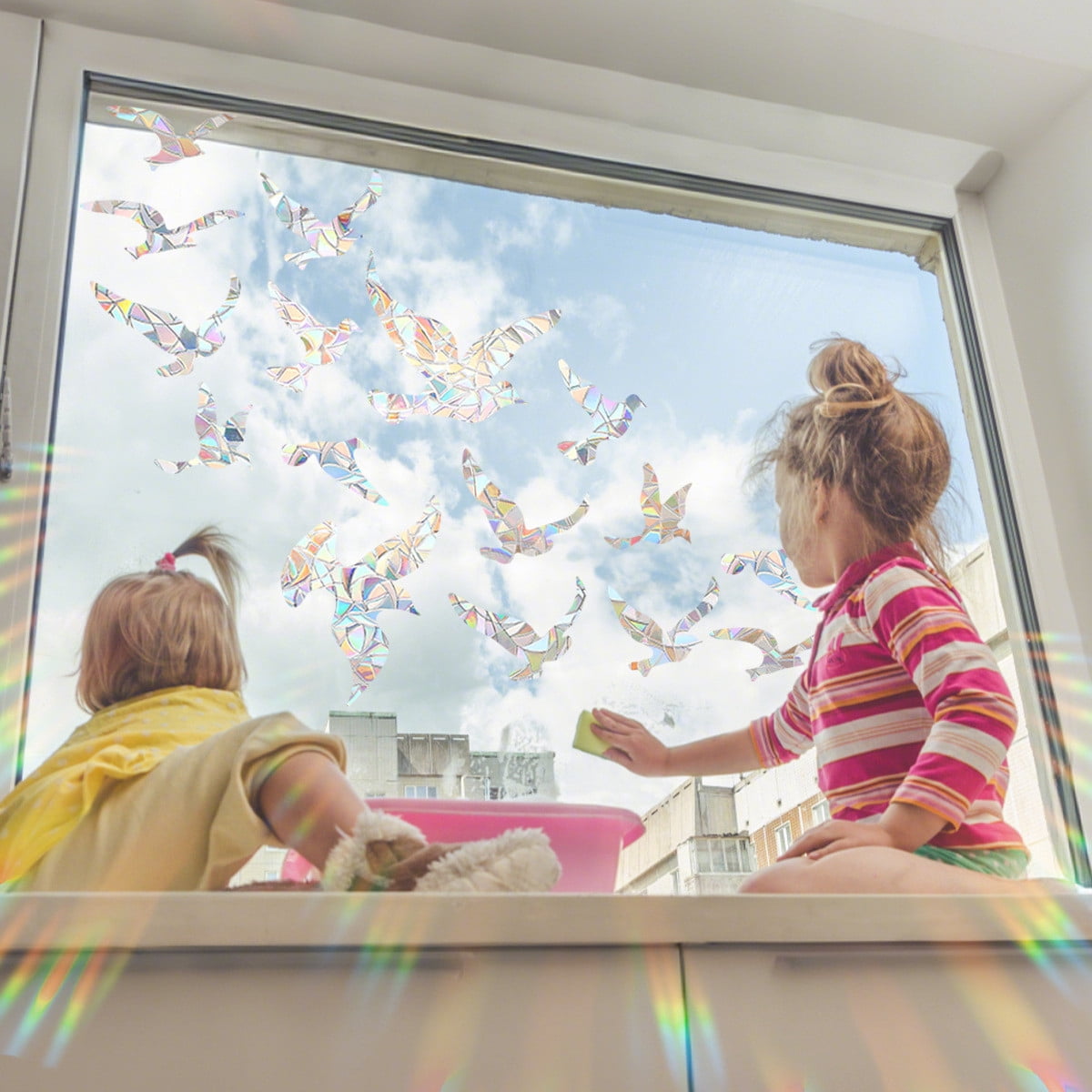 Colorful Flying Bird Electrostatic Glass Sticker, Removable Window ...