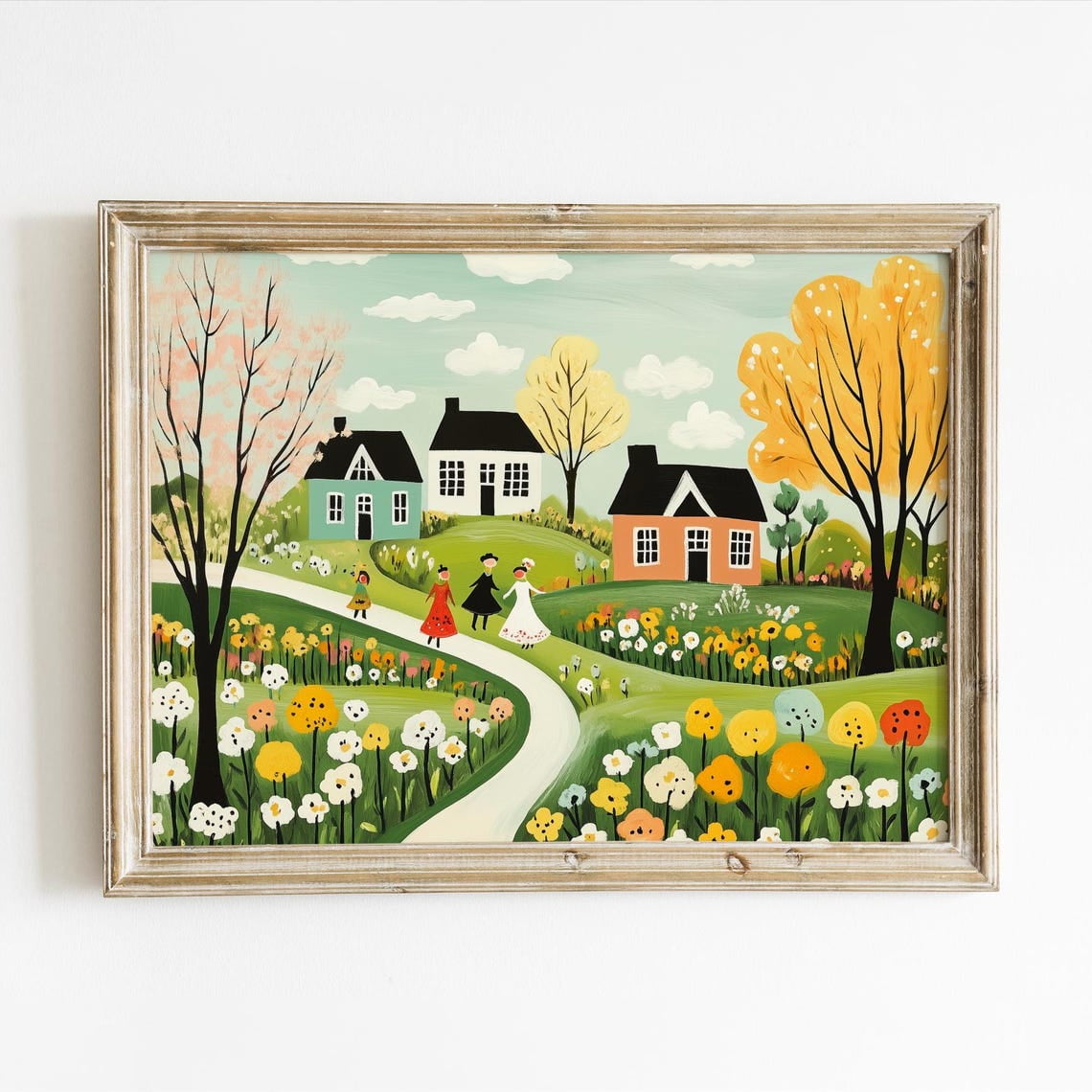 Colorful Folk Countryside Wall Art, Unframed Paper Print Size 12x18 ...