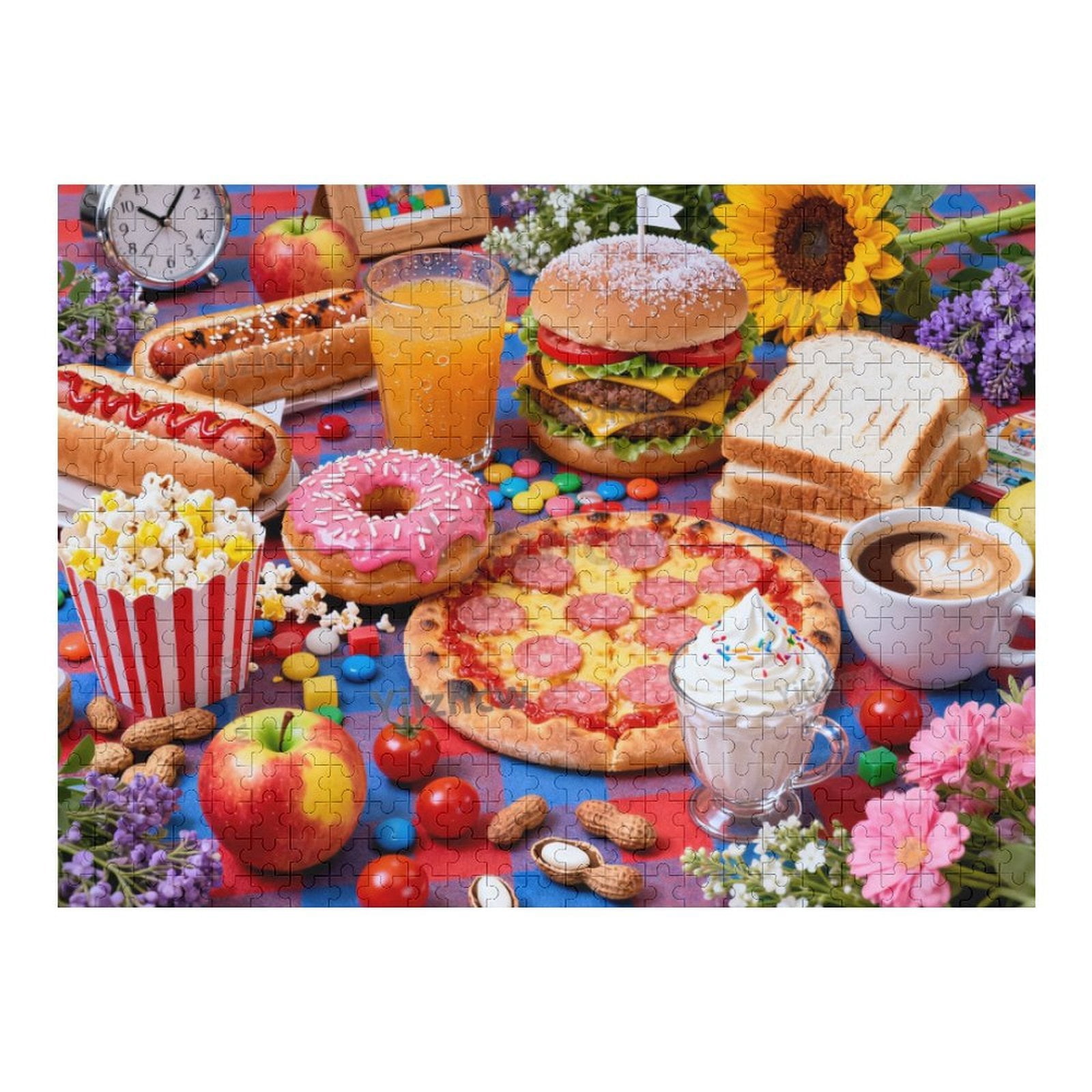 Colorful Food Feast Wooden Jigsaw Puzzle 500 Pieces for Adults, Laser ...