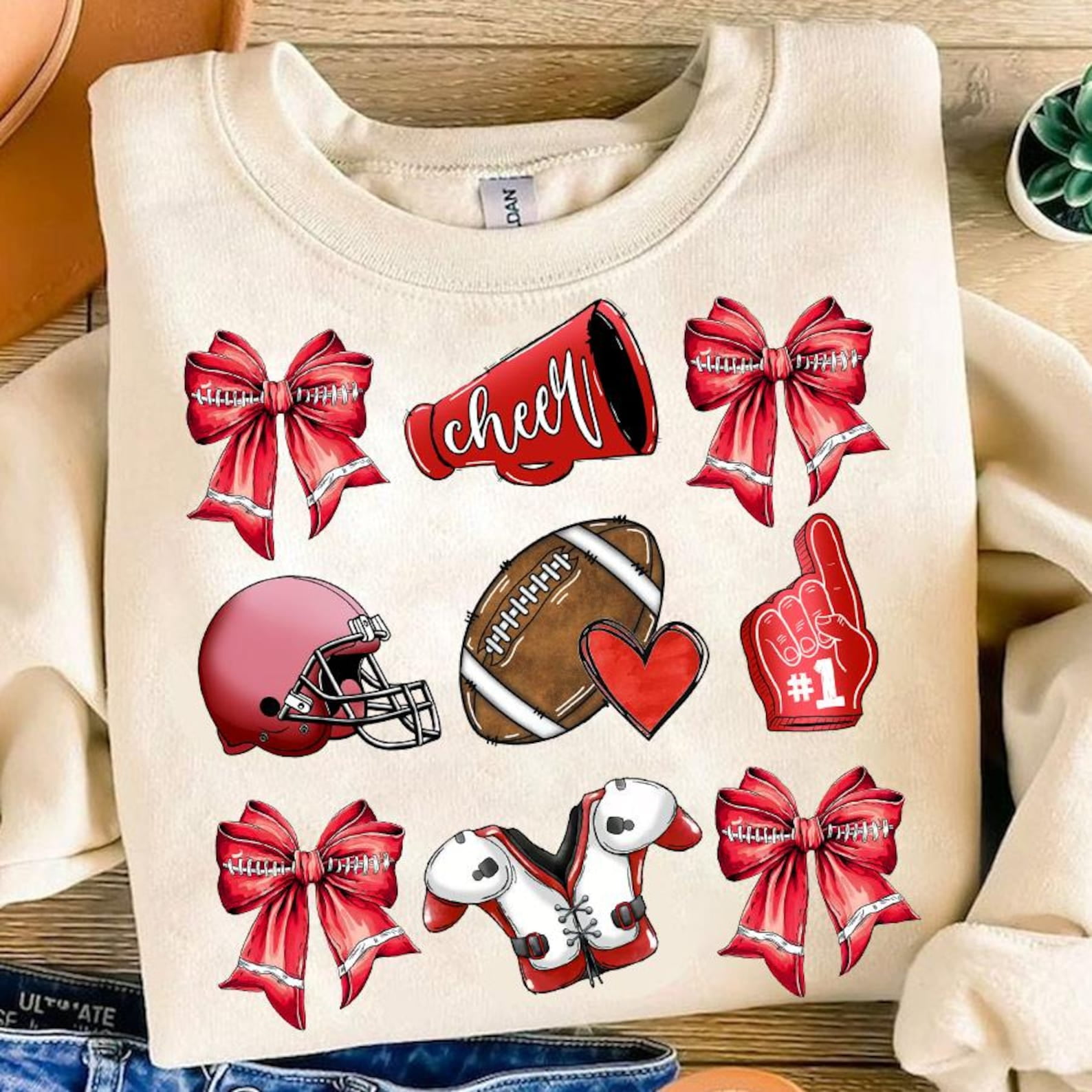 Colorful Football Design Bundle, Cheer Football Coquette Bows, Retro ...