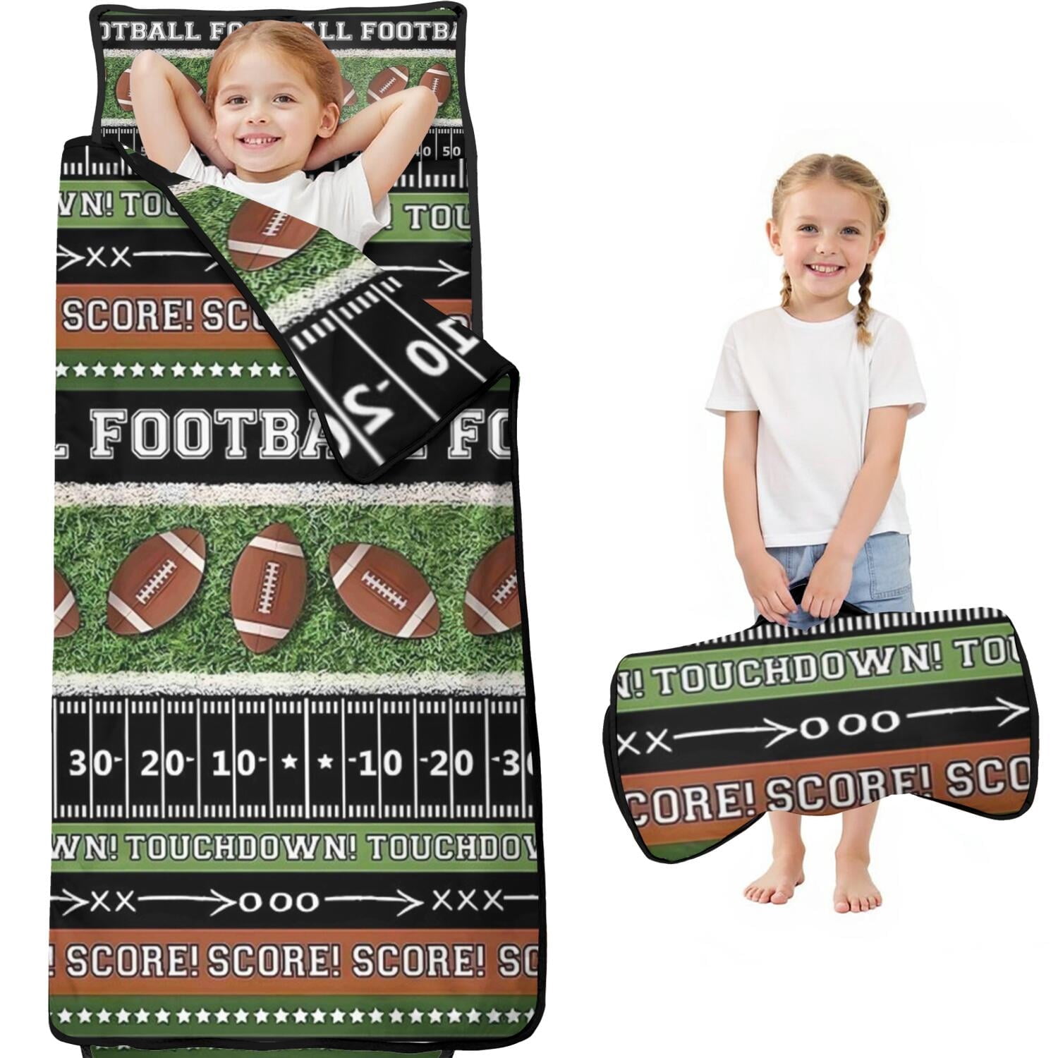 Colorful Football Field and Balls Pattern Toddler Nap Mats for Kids ...