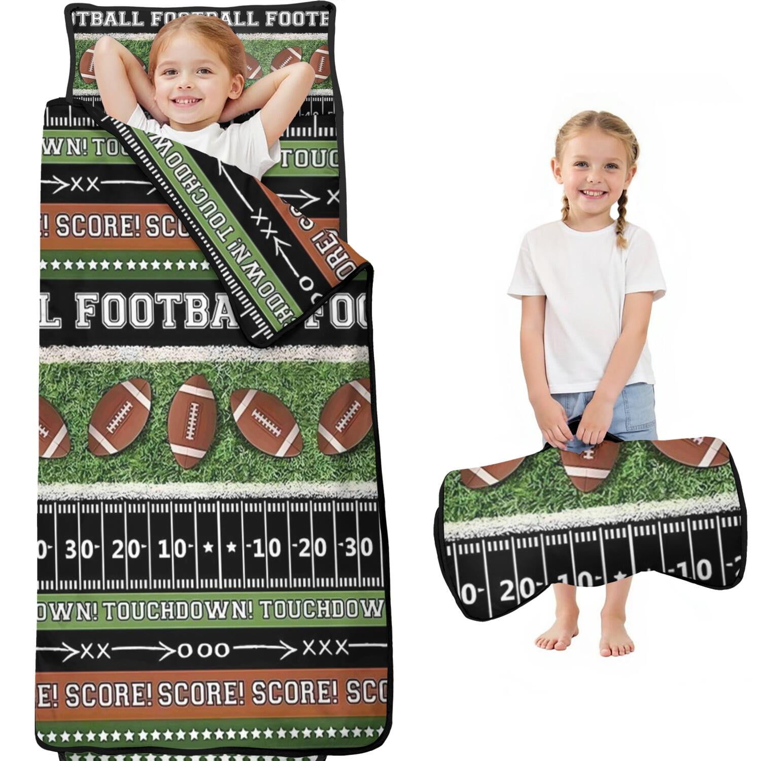 Colorful Football Field and Balls Pattern Toddler Nap Mats for Kids ...