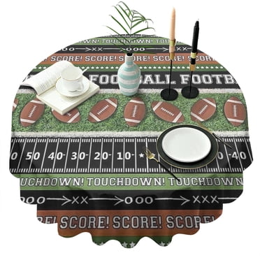 Football Pattern Round Tablecloth 60"x60",Wrinkle Wipeable Table Cloth ...
