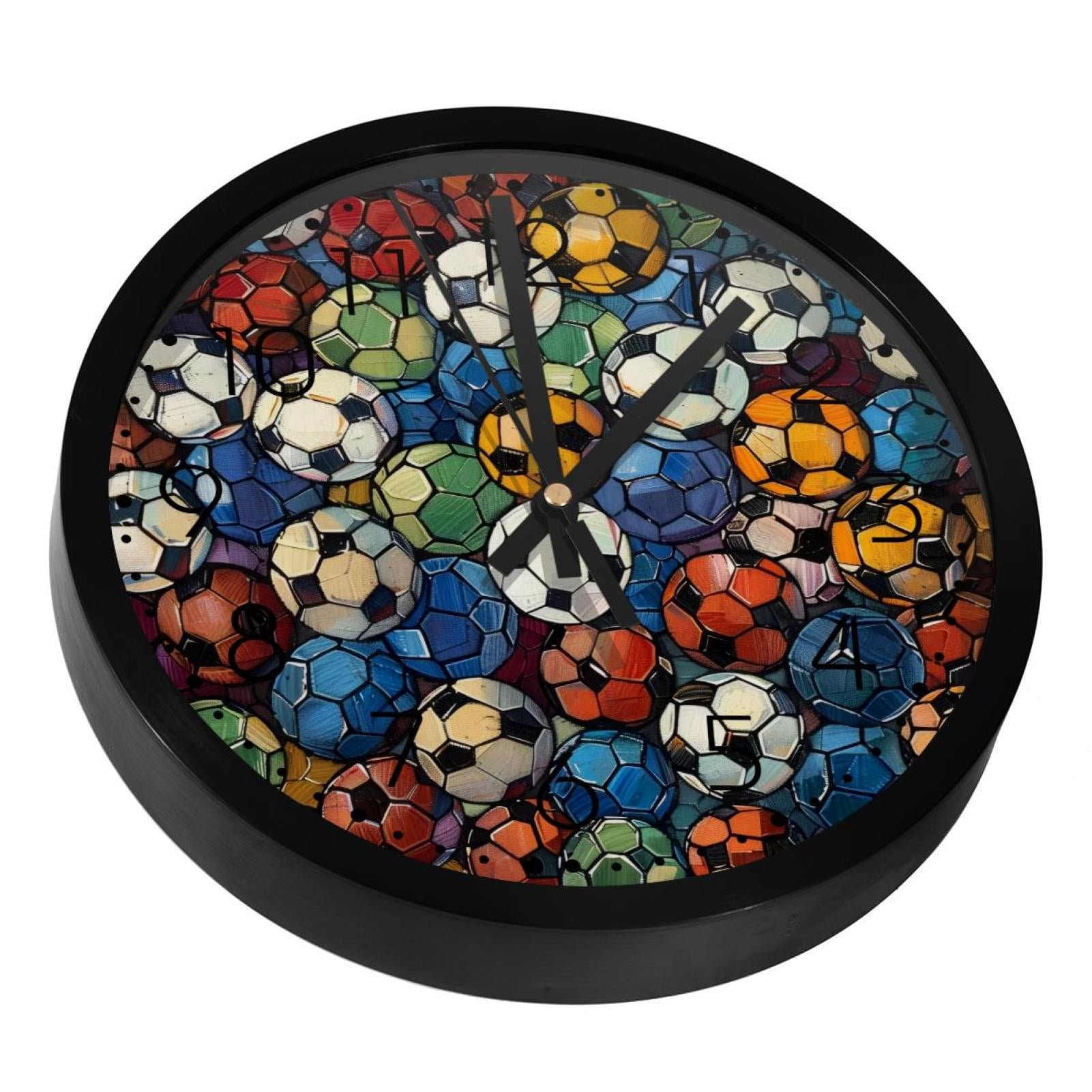 Colorful Football Soccer Silent Wall Clock, Non Ticking Battery ...