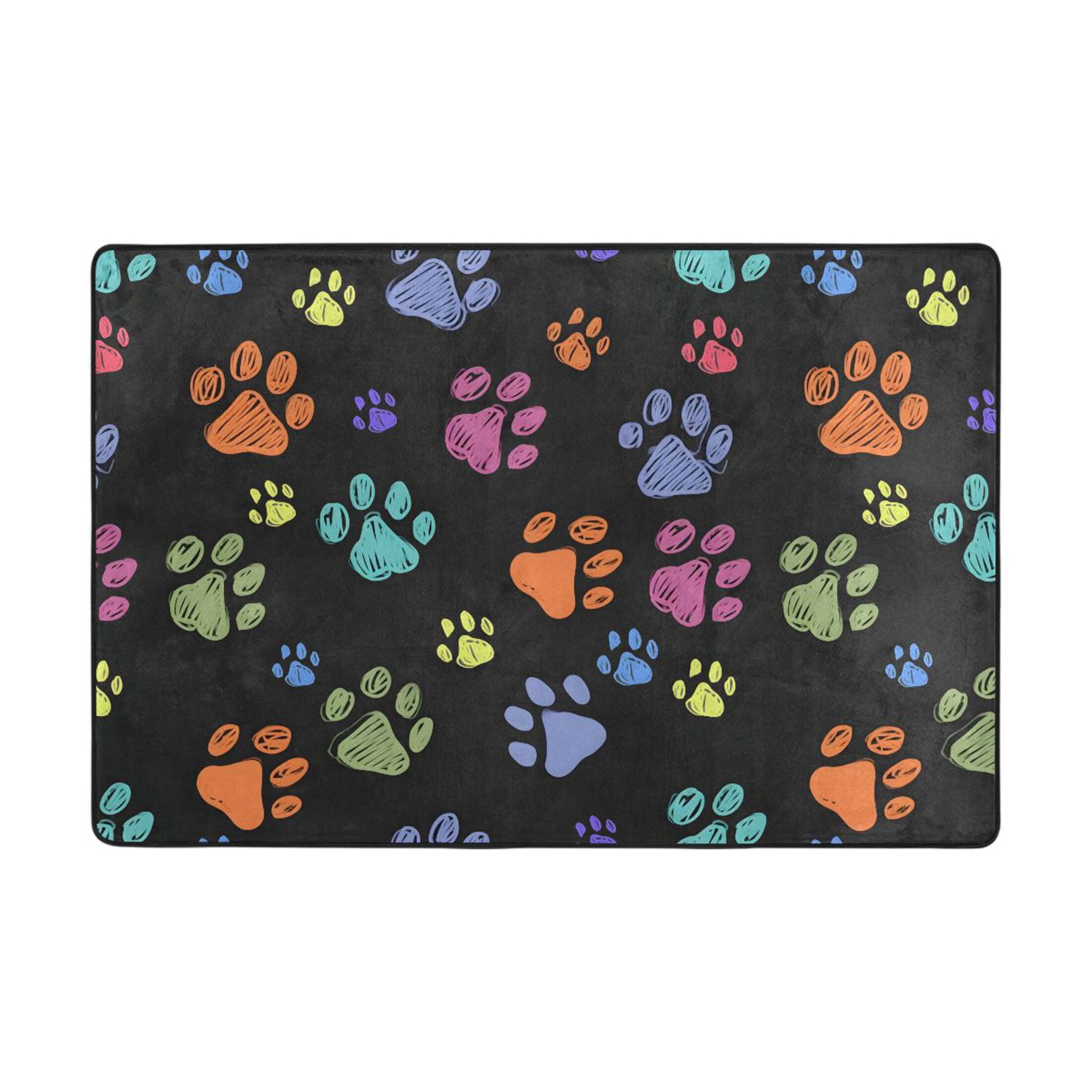 Colorful Footprint Pattern Rug 72x48in Memory Foam Absorbent Non Slip ...