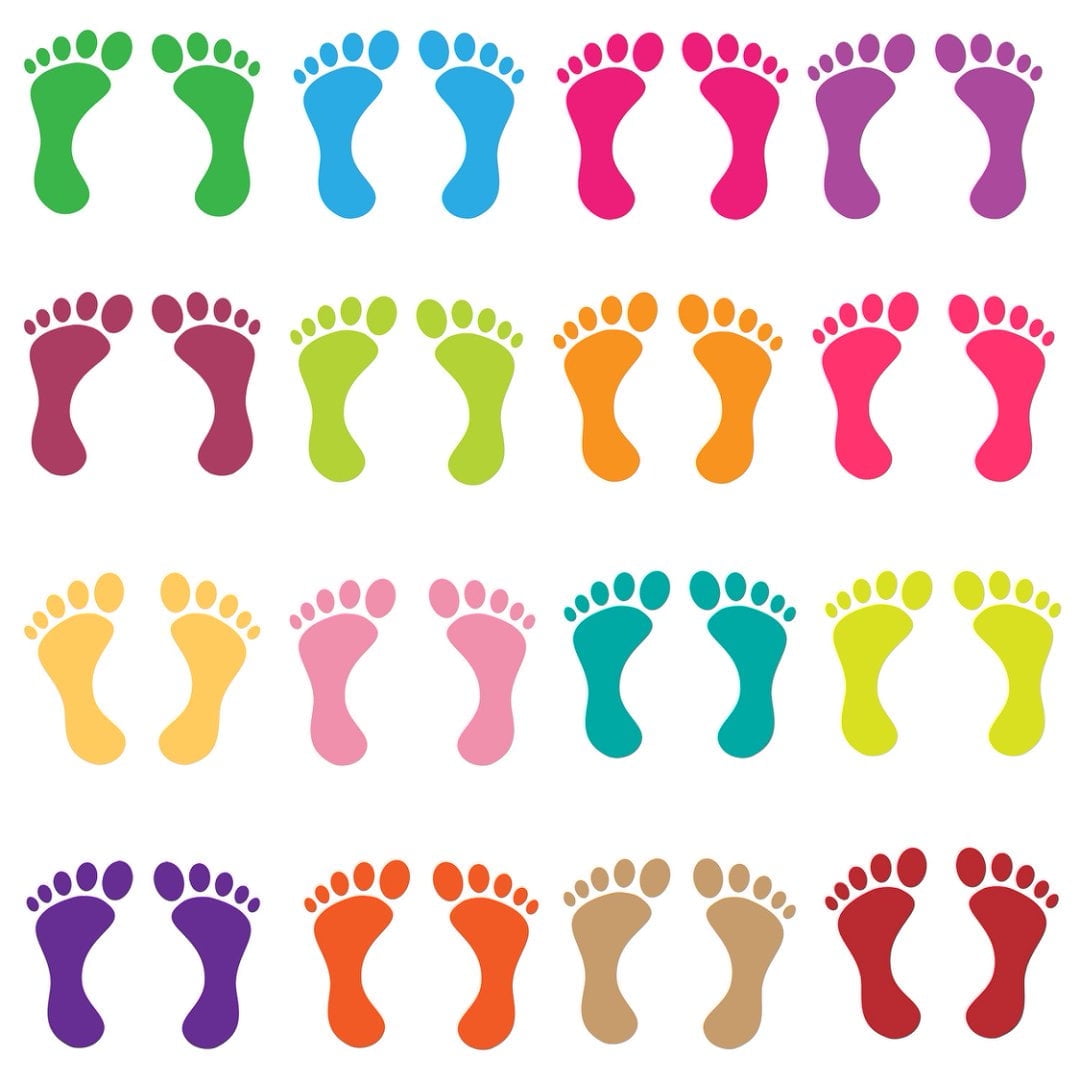 Colorful Footprint Wall Decals Footprints Floor Wall Stickers Peel ...