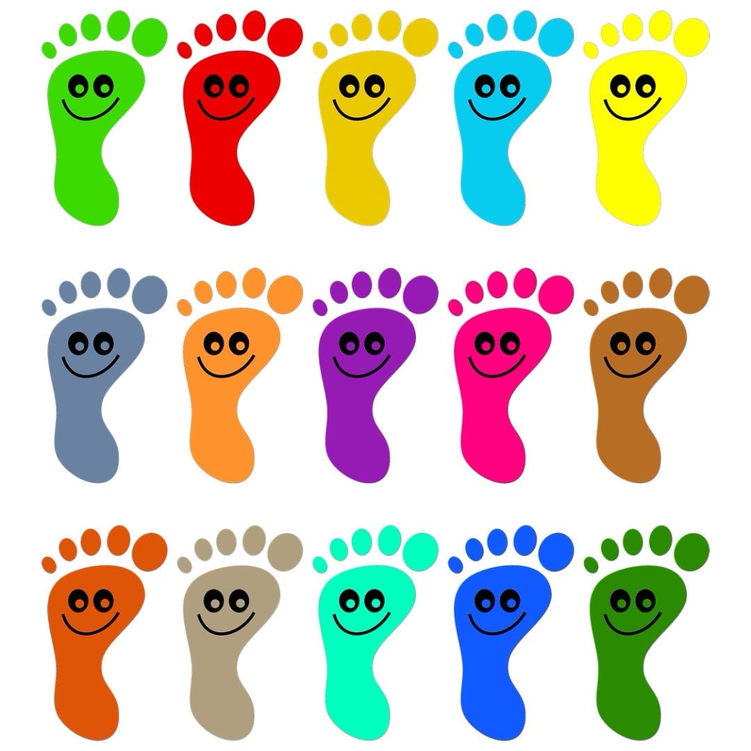 Colorful Footprint Wall Decals Footprints Floor Wall Stickers Peel and ...